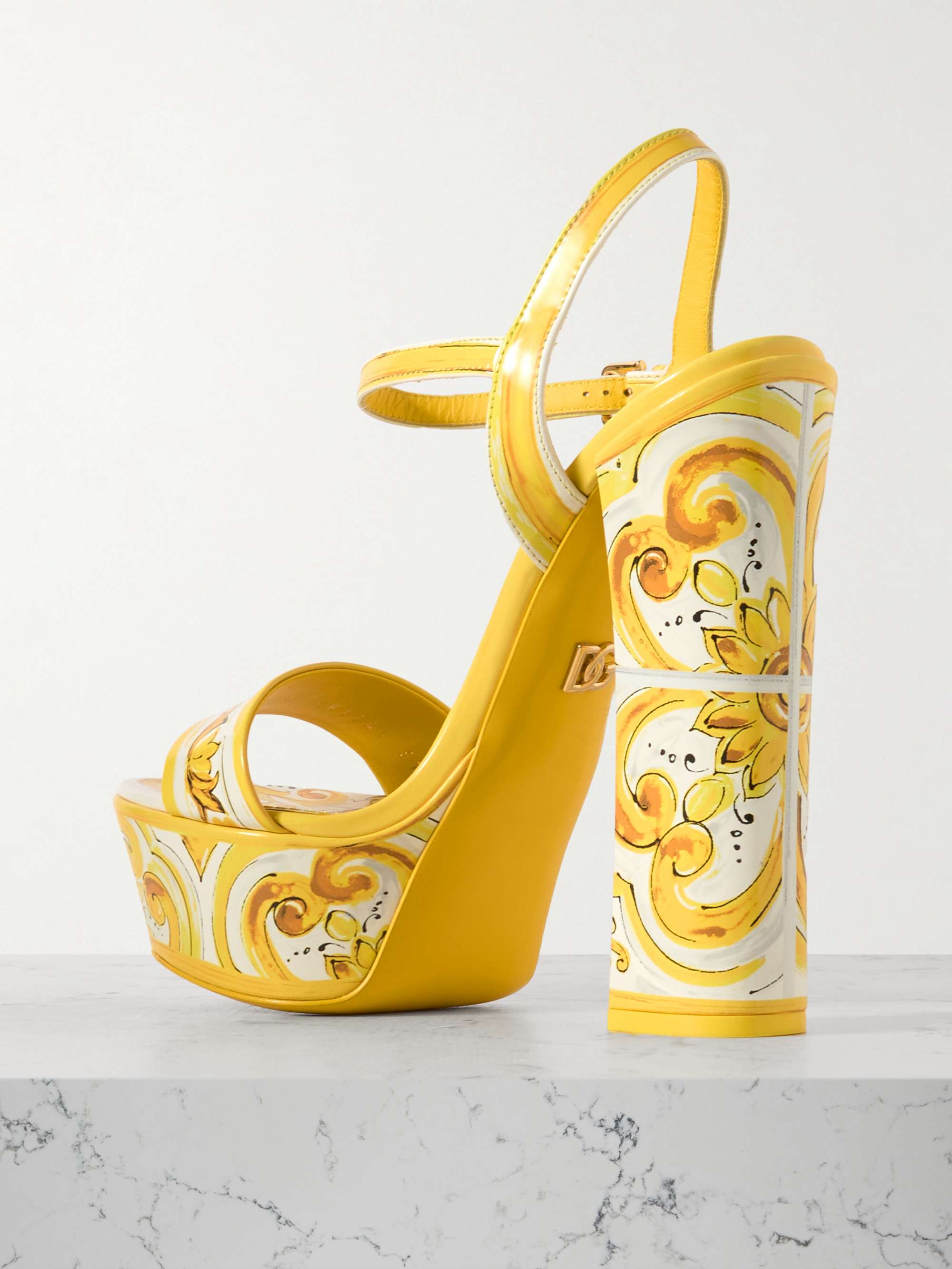 DOLCE&GABBANA Keira printed leather platform sandals | NET-A-PORTER