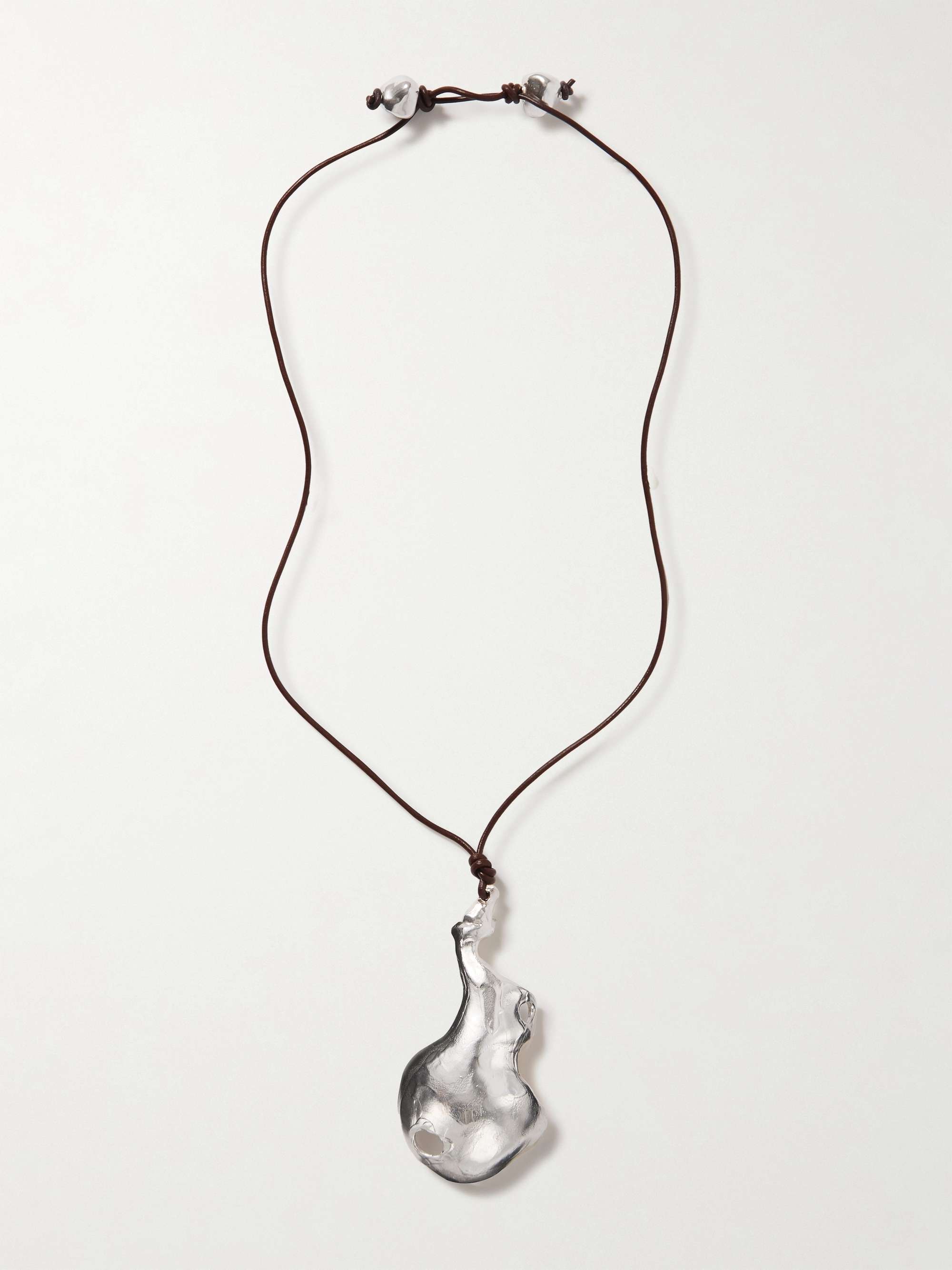 ALIGHIERI The Bones of Rebirth recycled silver and leather necklace ...