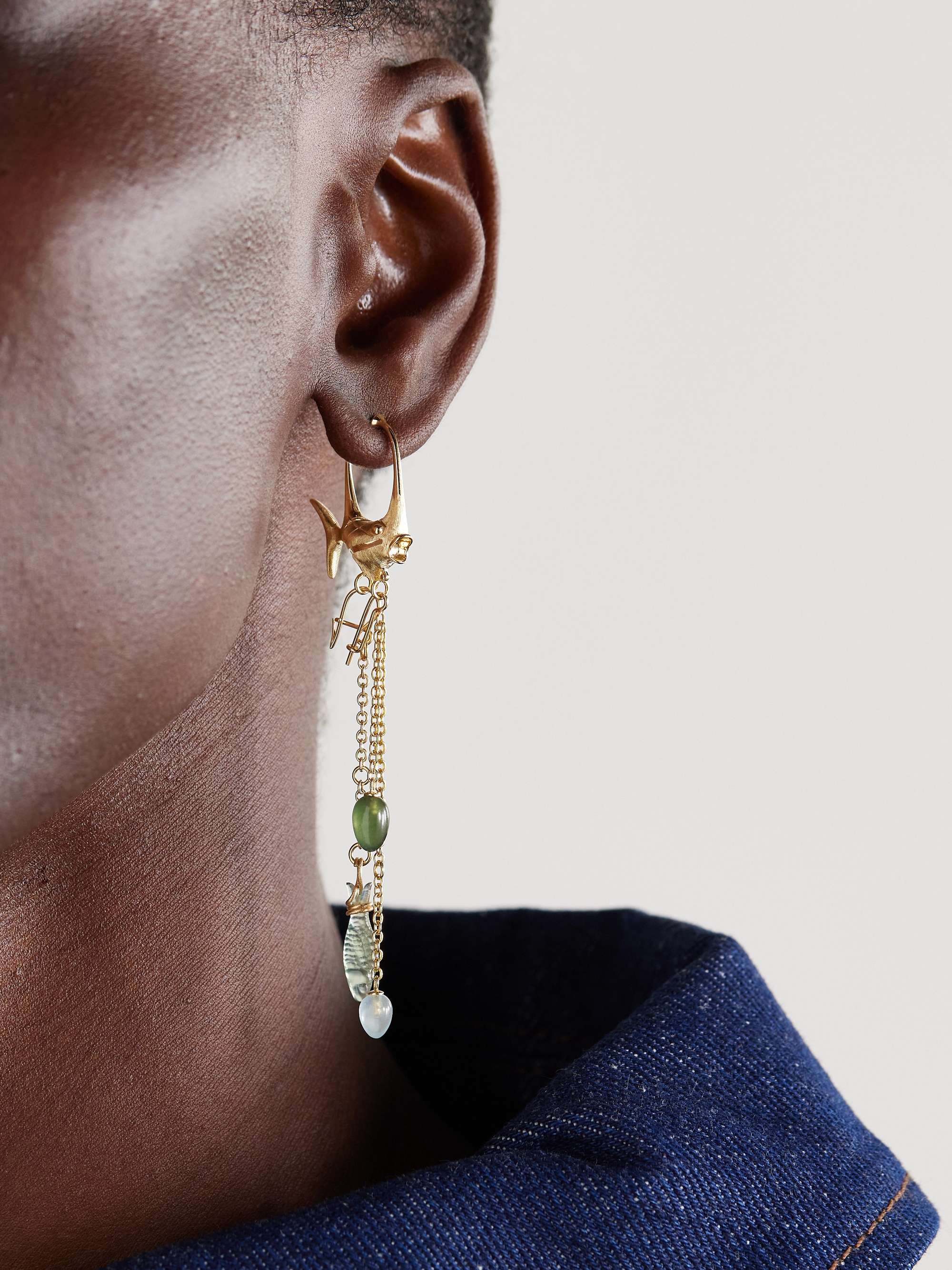 OLE LYNGGAARD COPENHAGEN Young Fish 18-karat gold, serpentine and ...