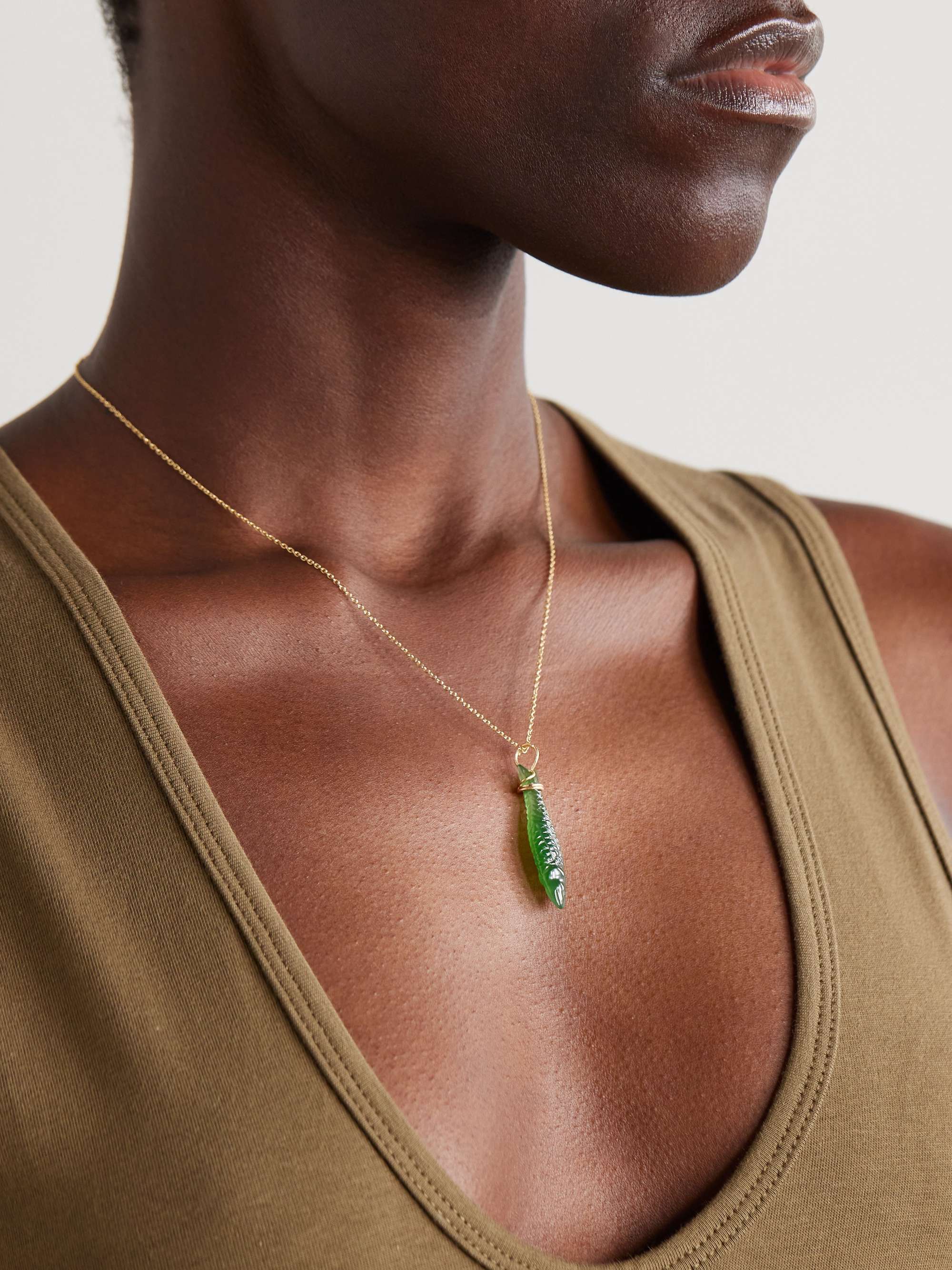 OLE LYNGGAARD COPENHAGEN Young Fish 18-karat gold serpentine necklace ...