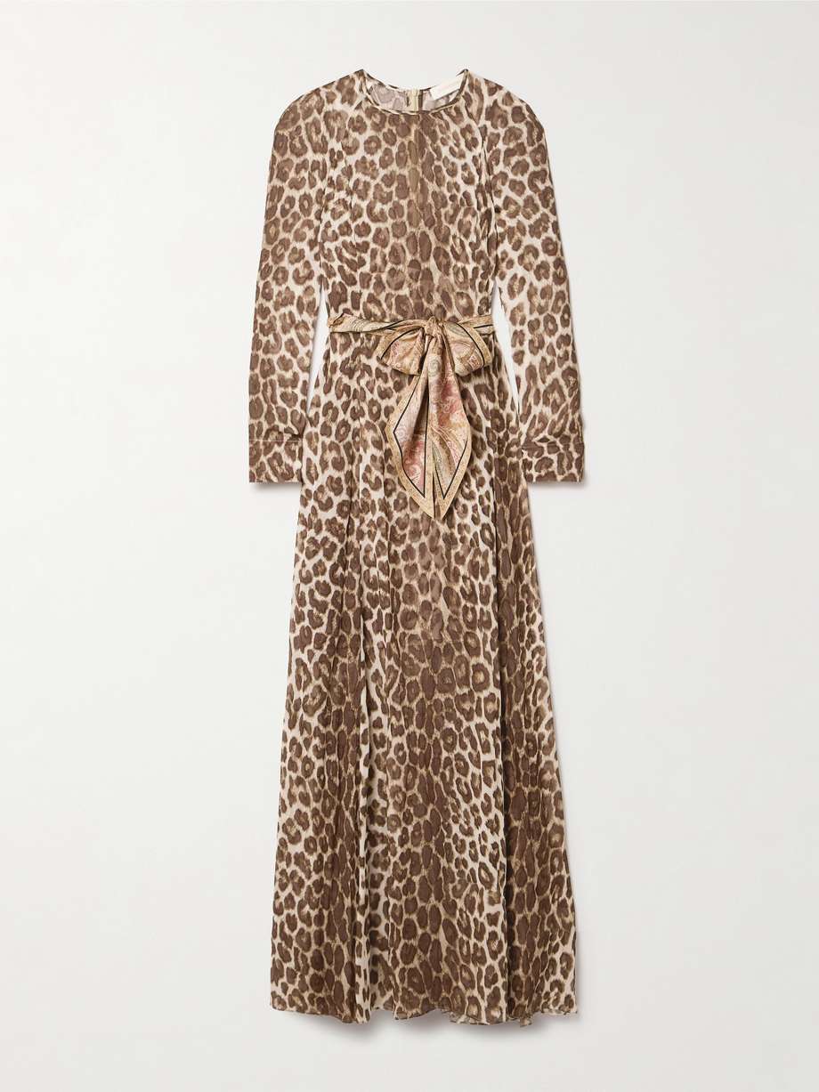 ZIMMERMANN Illustration belted leopard-print chiffon maxi dress | NET-A ...
