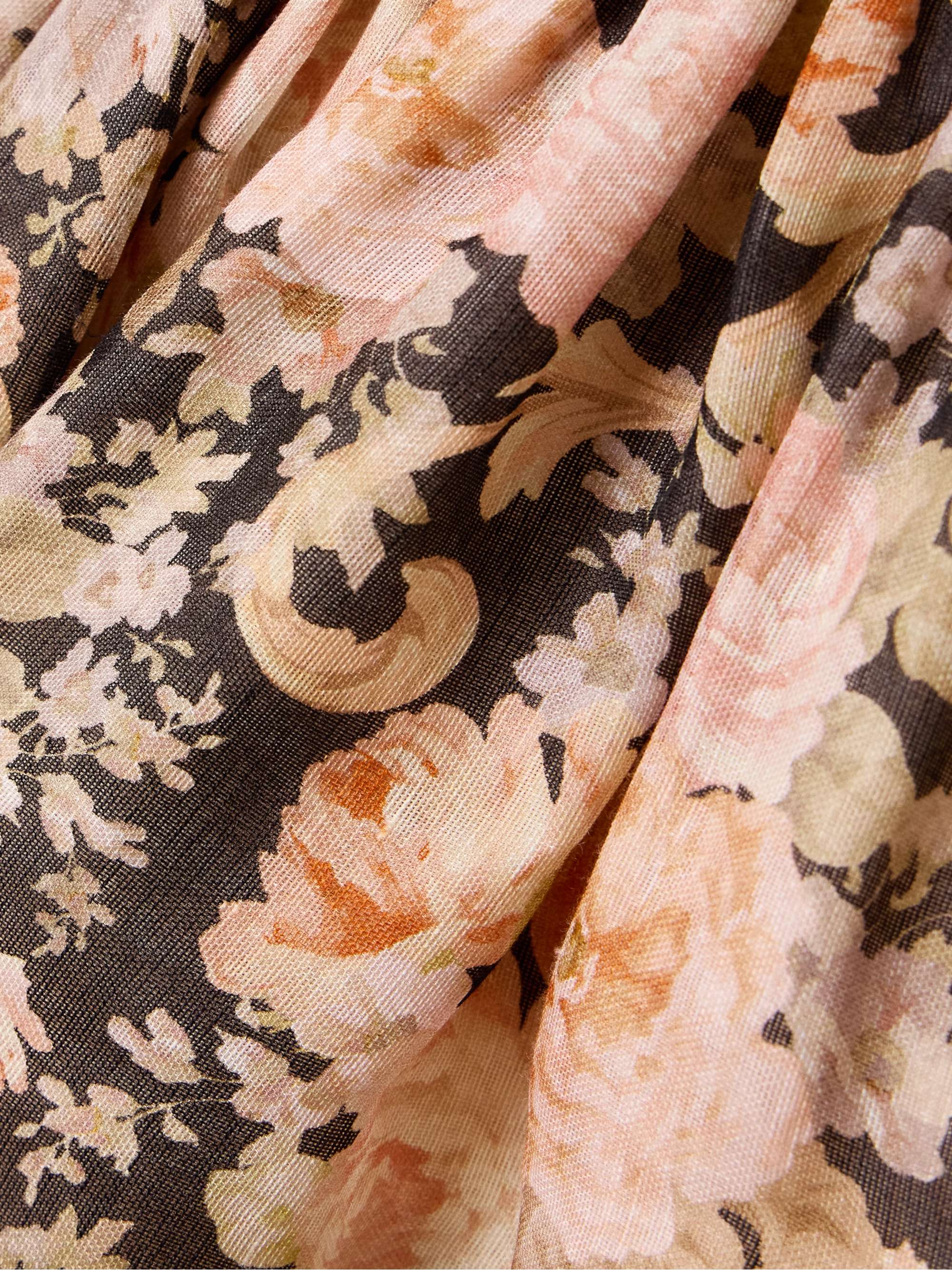 ZIMMERMANN Illustration pleated floral-print linen and silk-blend ...