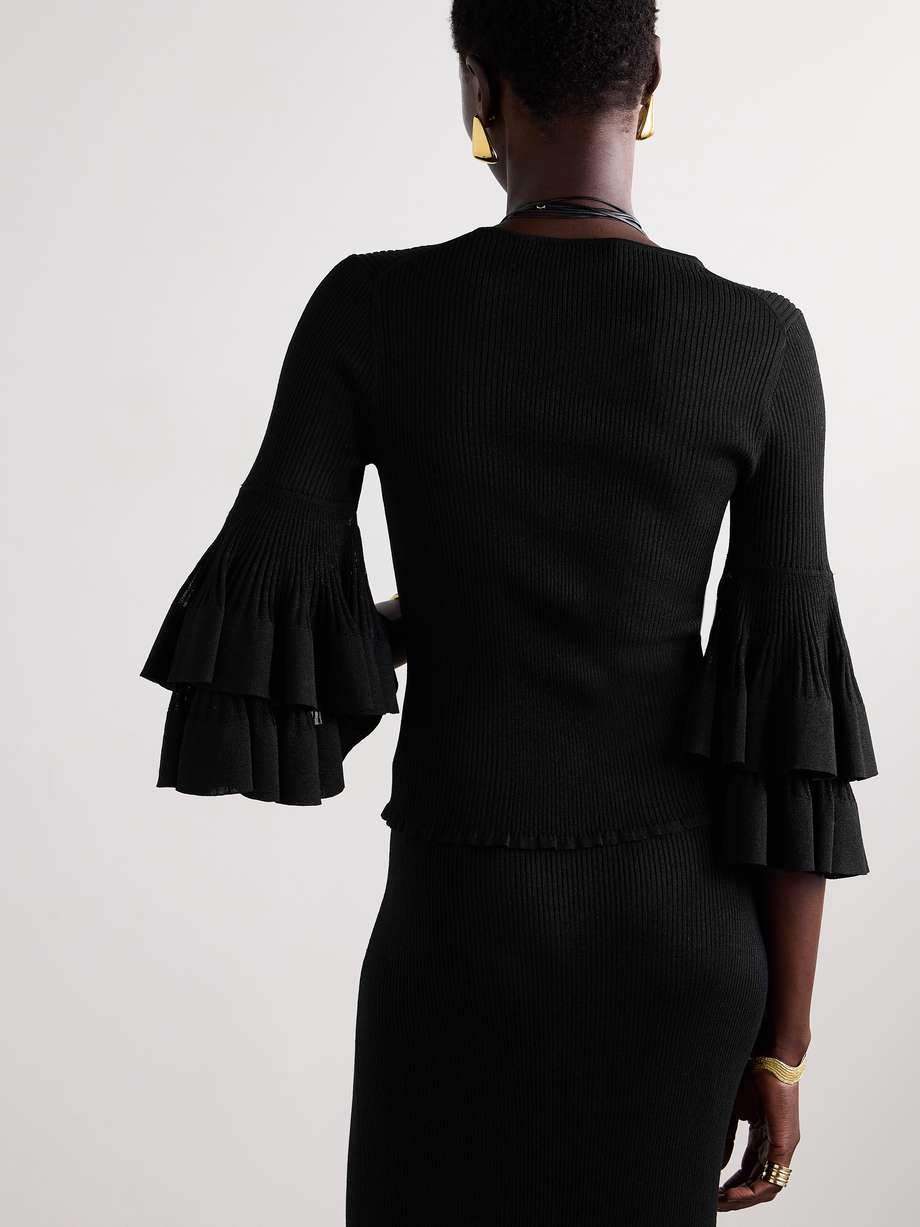 ZIMMERMANN Story 1 tiered ruffled ribbed-knit top | NET-A-PORTER