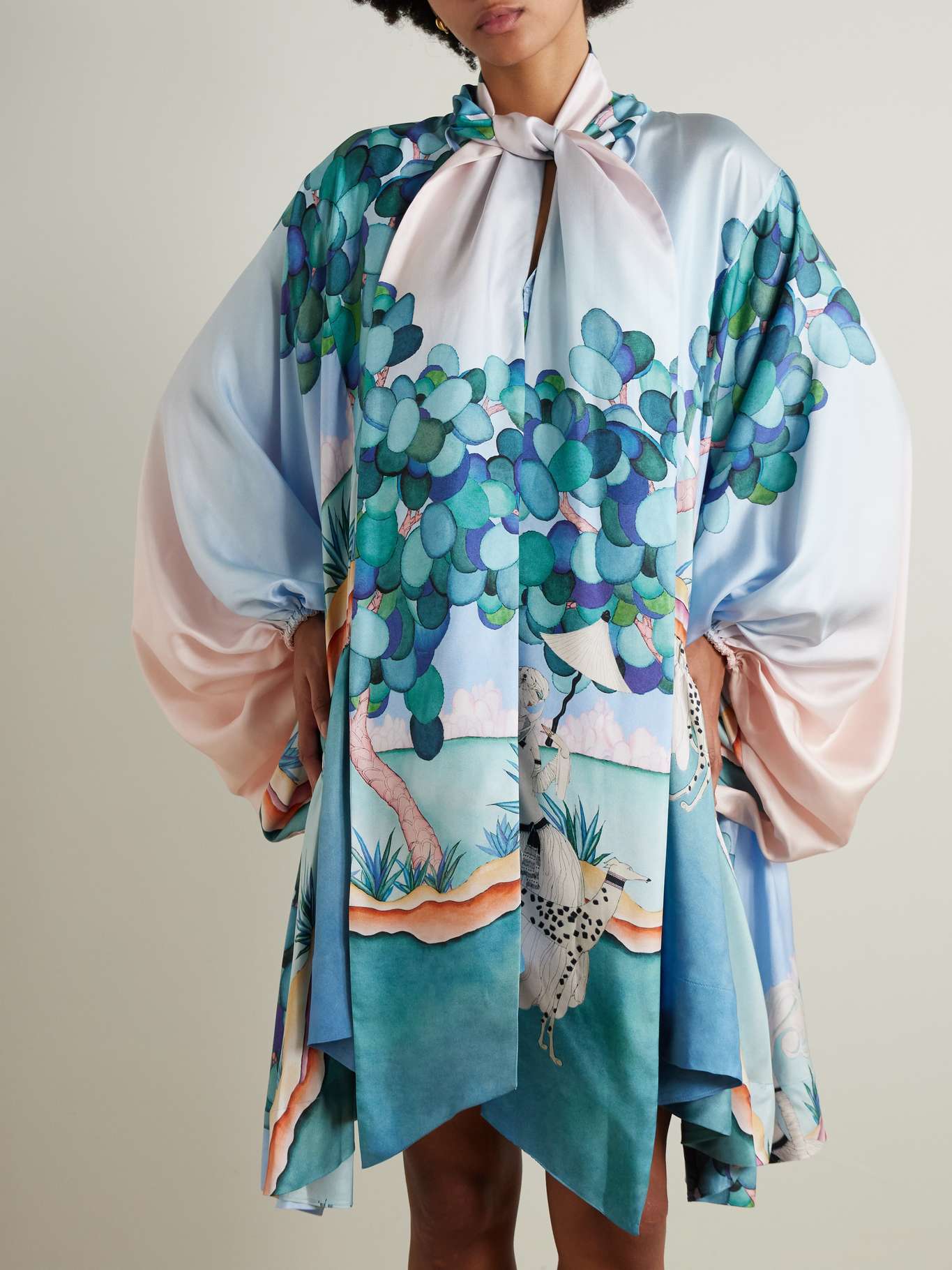 ZIMMERMANN Eden Billow pussy-bow printed silk mini dress | NET-A-PORTER