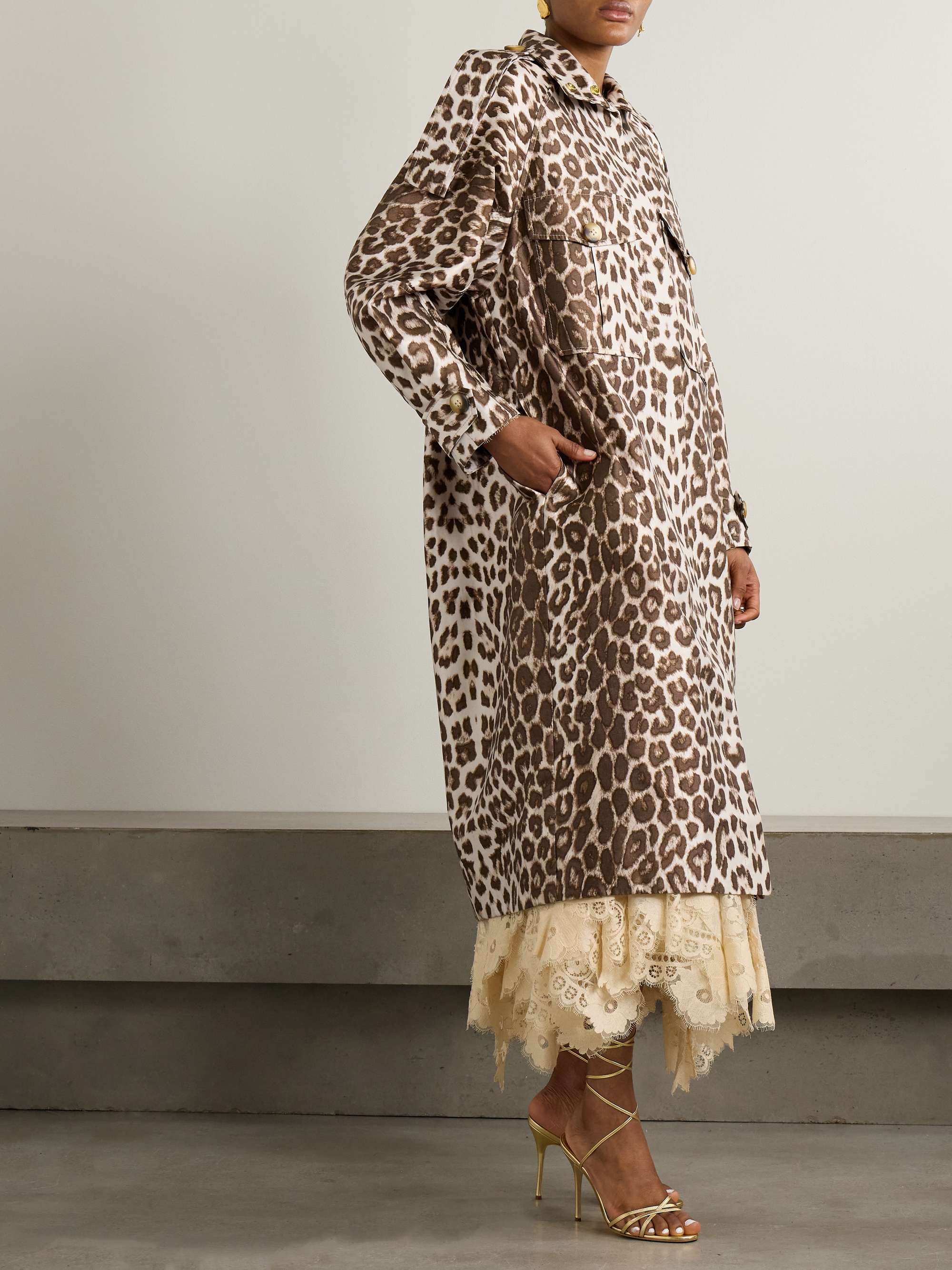 ZIMMERMANN Illustration leopard-print wool and silk-blend twill coat ...