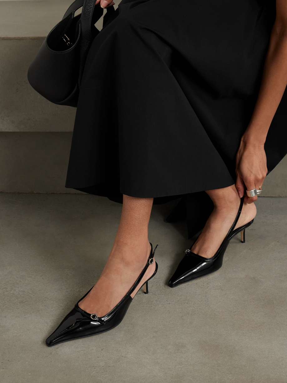 Black Saba buckled patent-leather slingback pumps | AEYDE | NET-A-PORTER