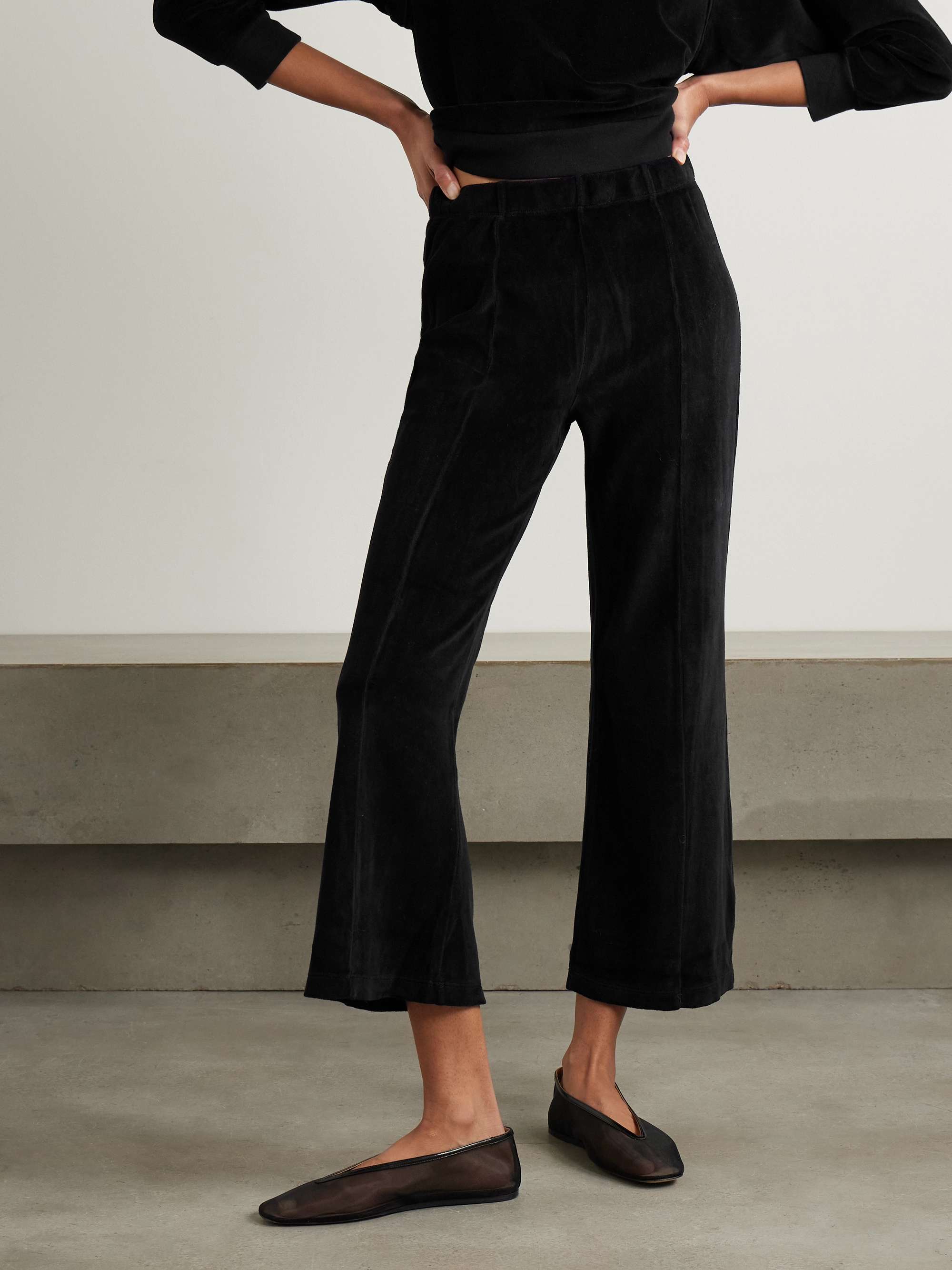 SUZIE KONDI Fili cropped cotton-blend velour flared pants | NET-A-PORTER