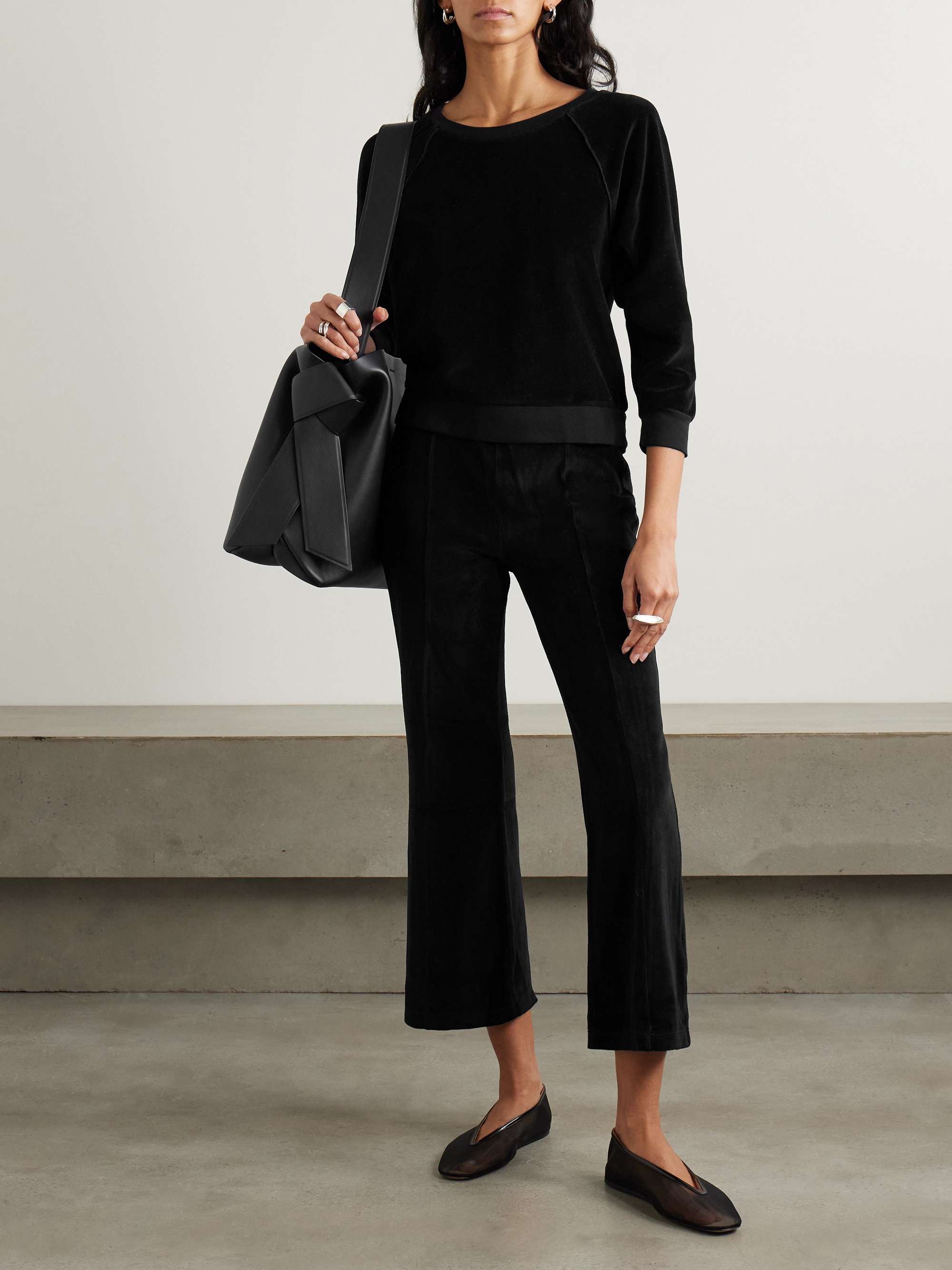 SUZIE KONDI Fili cropped cotton-blend velour flared pants | NET-A-PORTER
