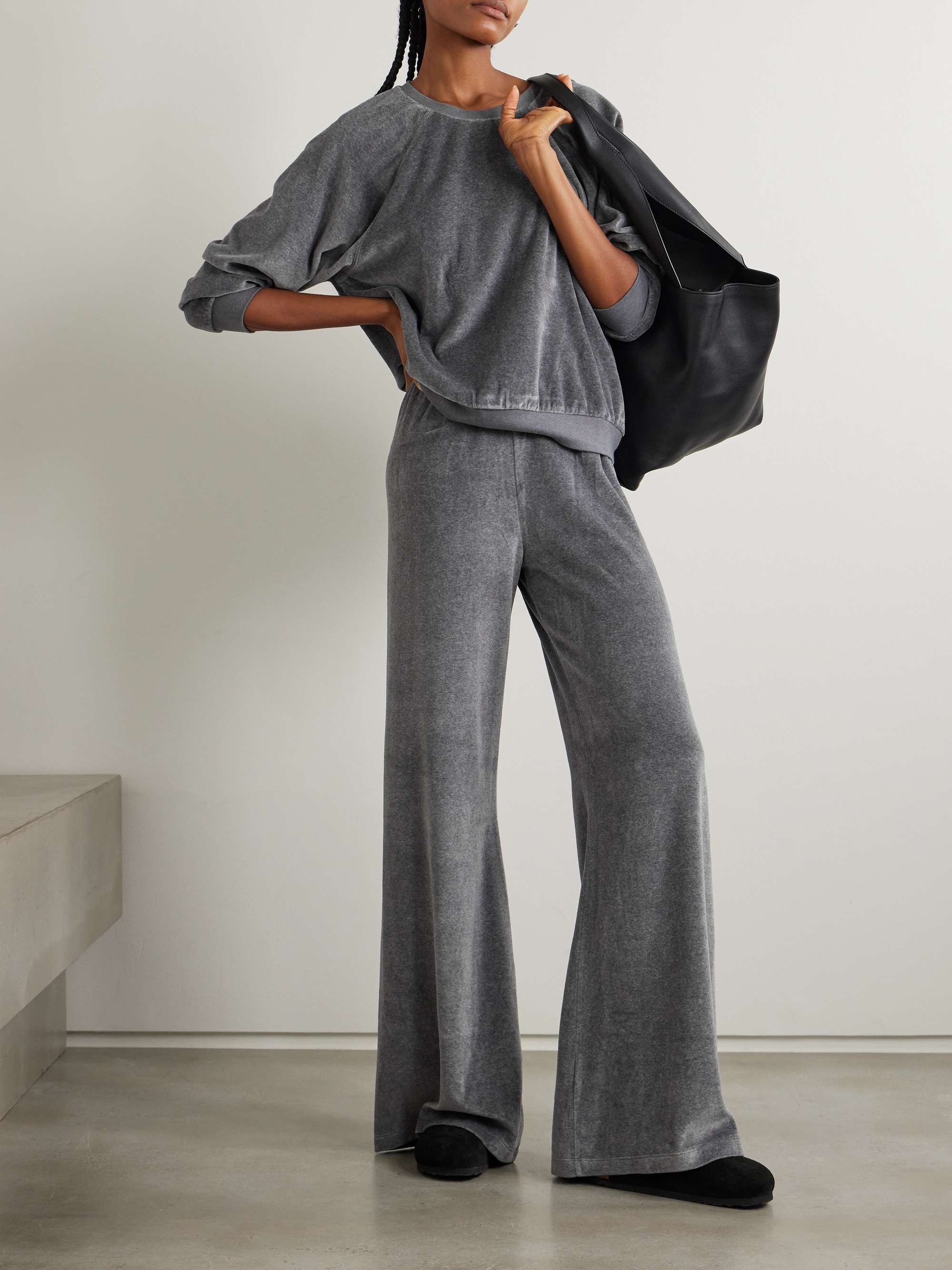 SUZIE KONDI Zephyra cotton-blend velour wide-leg pants | NET-A-PORTER