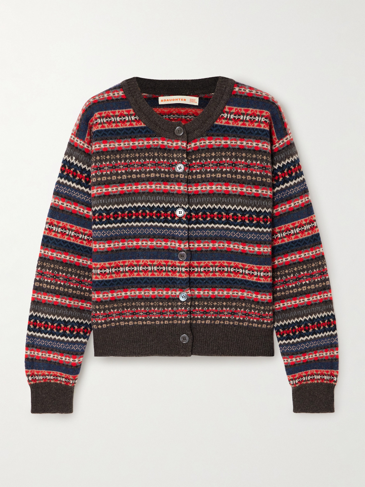 Daughter Fair Isle Wool Cardigan In Red | ModeSens