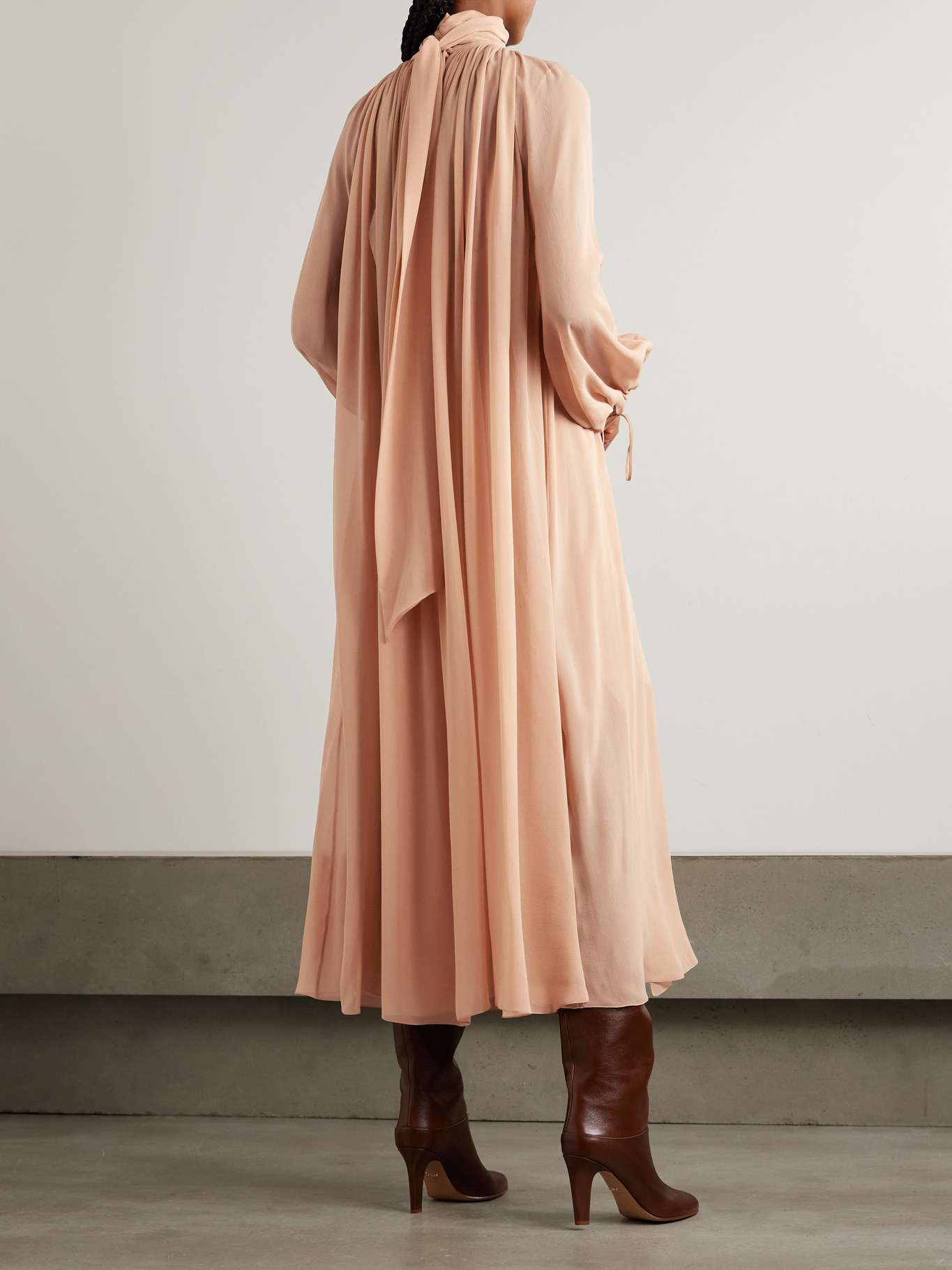 CHLOÉ Pleated silk-georgette midi dress | NET-A-PORTER