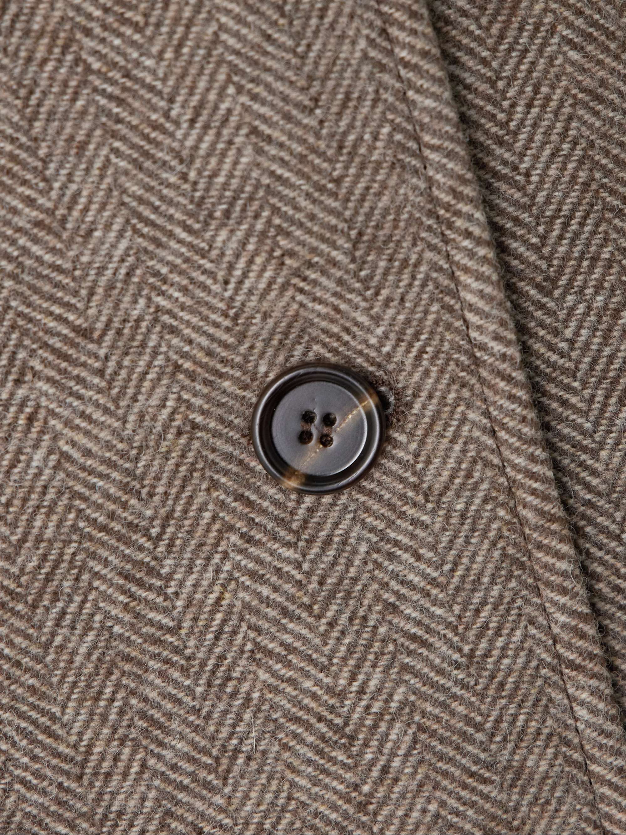 CHLOÉ Leather-trimmed herringbone wool jacket | NET-A-PORTER