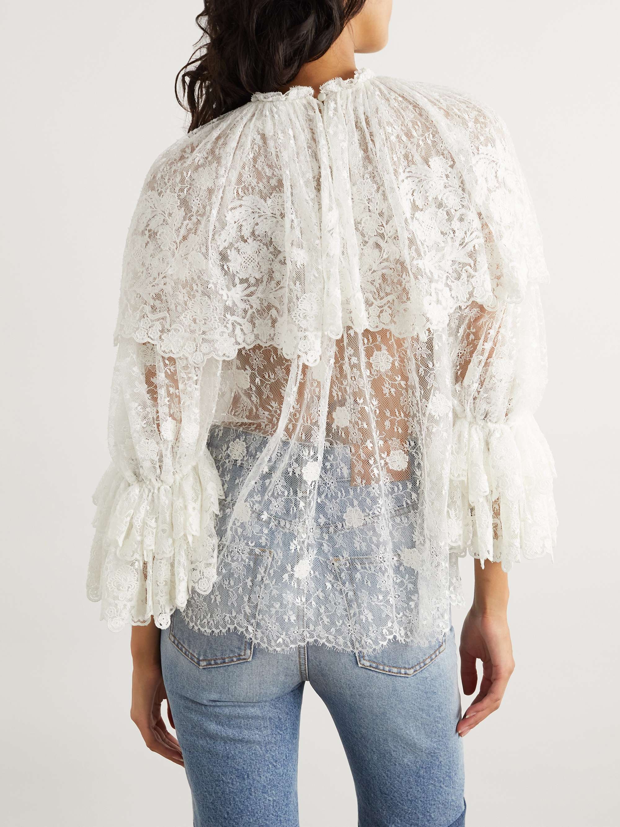 CHLOÉ Ruffled corded lace blouse | NET-A-PORTER