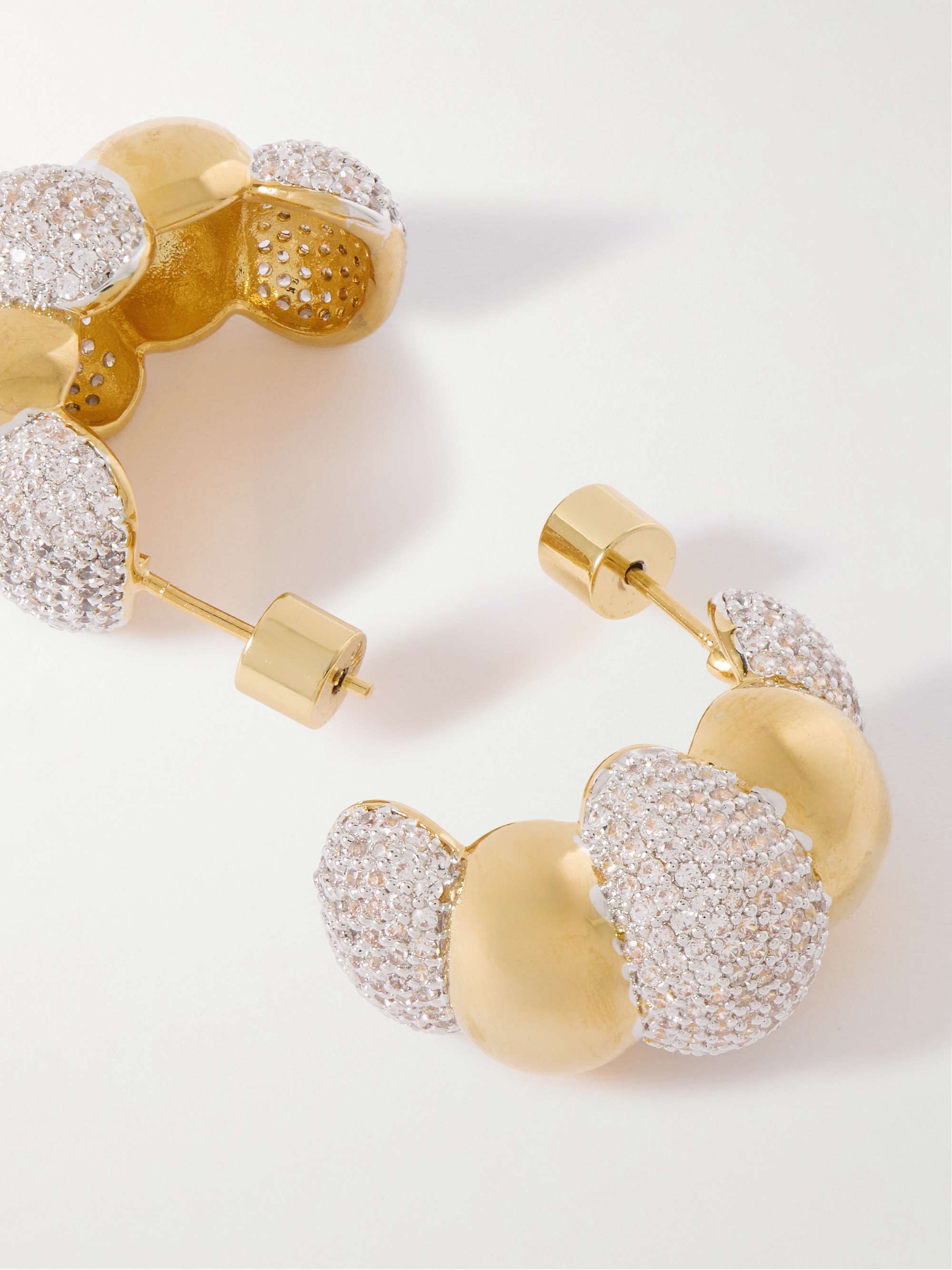 MARTHA CALVO Angelina Croissant gold-plated and crystal hoop earrings ...