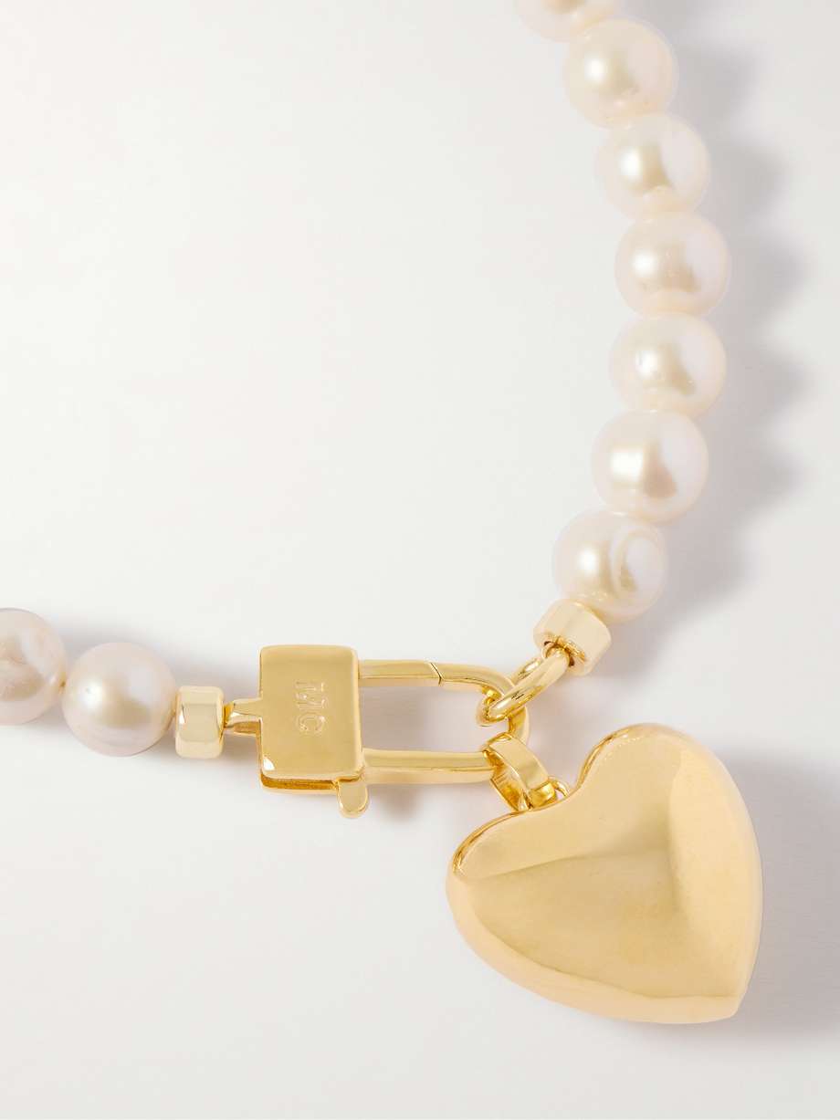 MARTHA CALVO Heart gold-plated pearl necklace | NET-A-PORTER