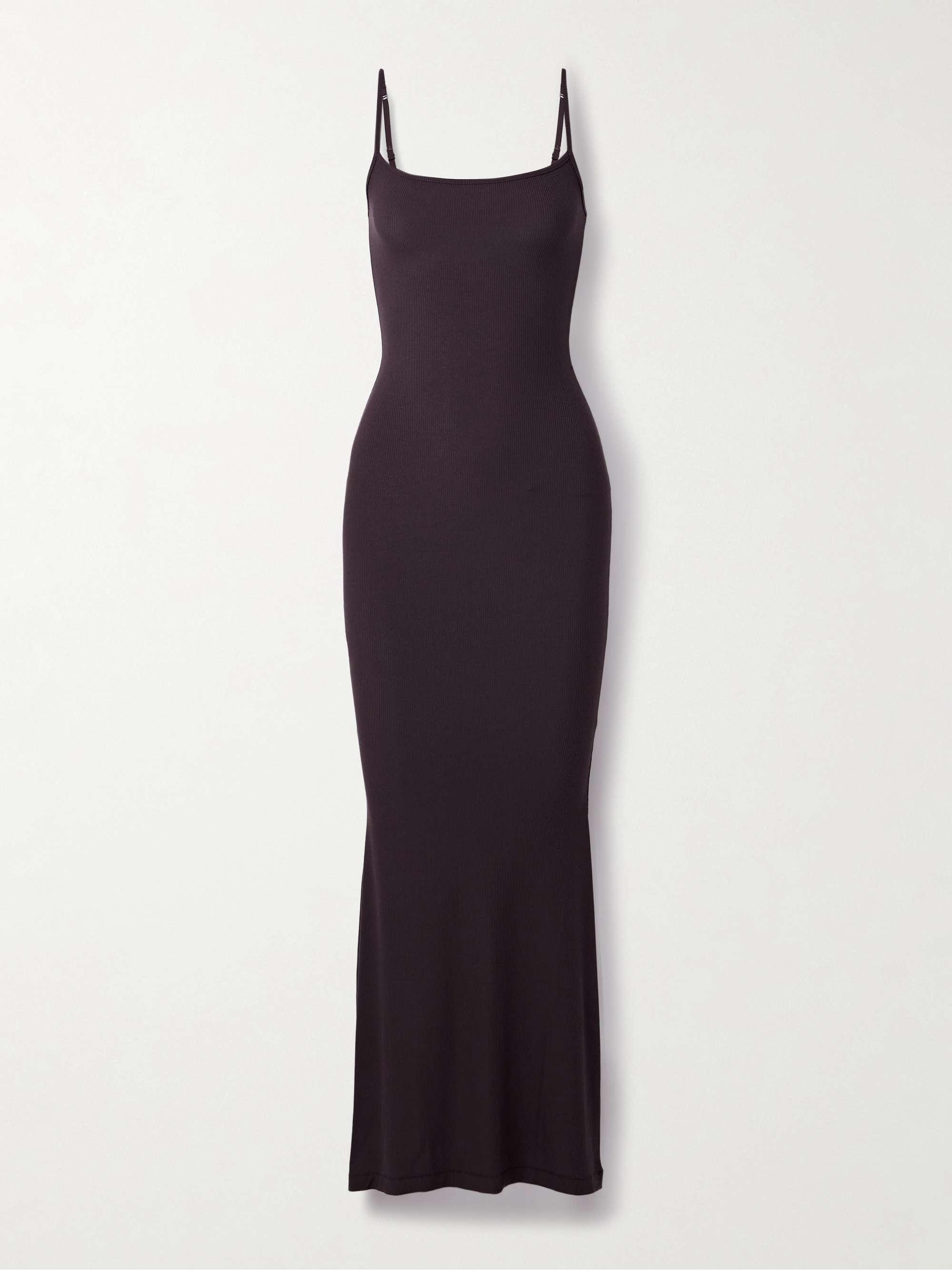SKIMS Soft Lounge Ribbed Long stretch-modal slip dress - Phoenix | NET ...
