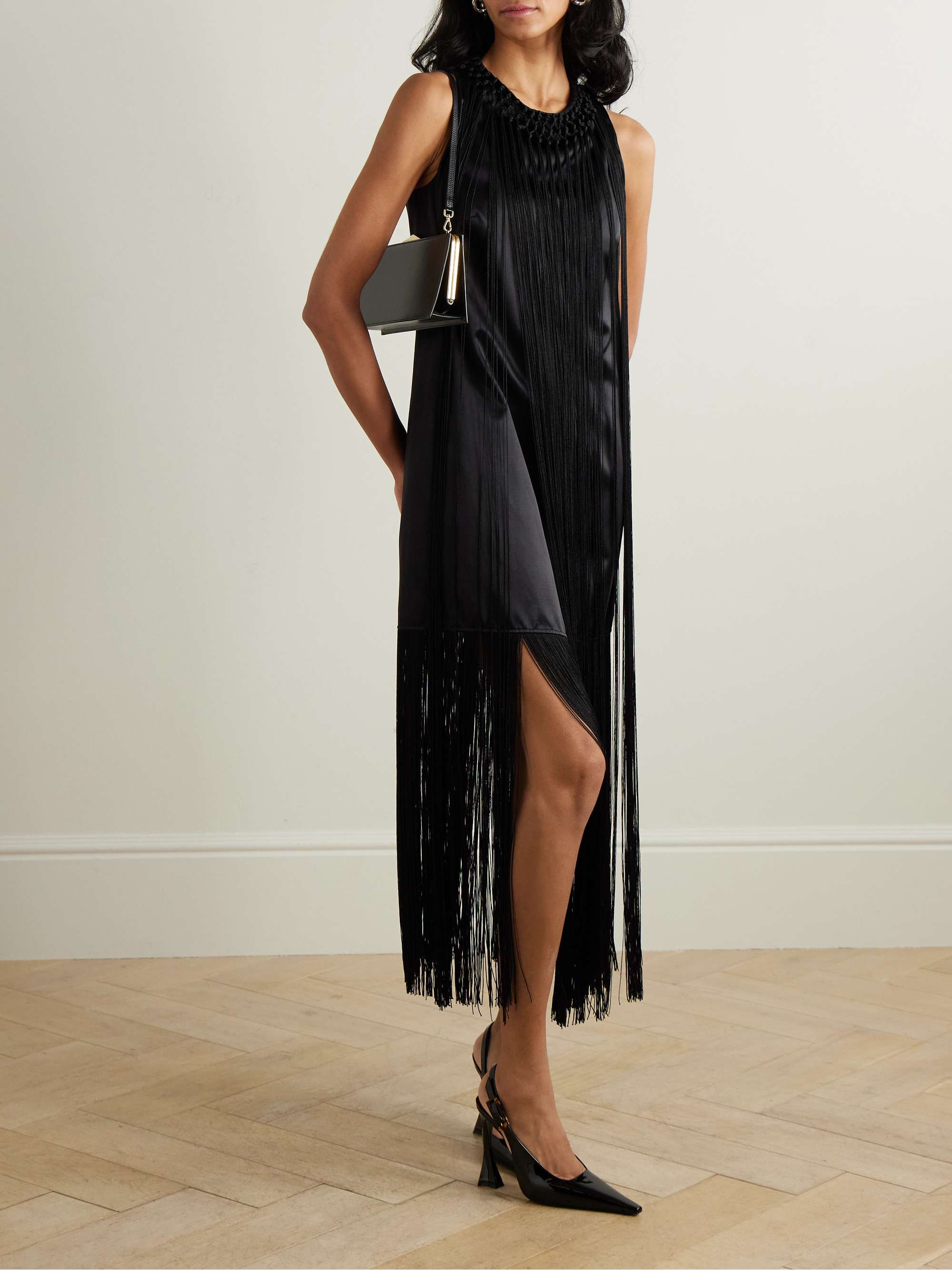 VERONICA DE PIANTE Celeste fringed duchesse silk-satin mini dress | NET-A-PORTER