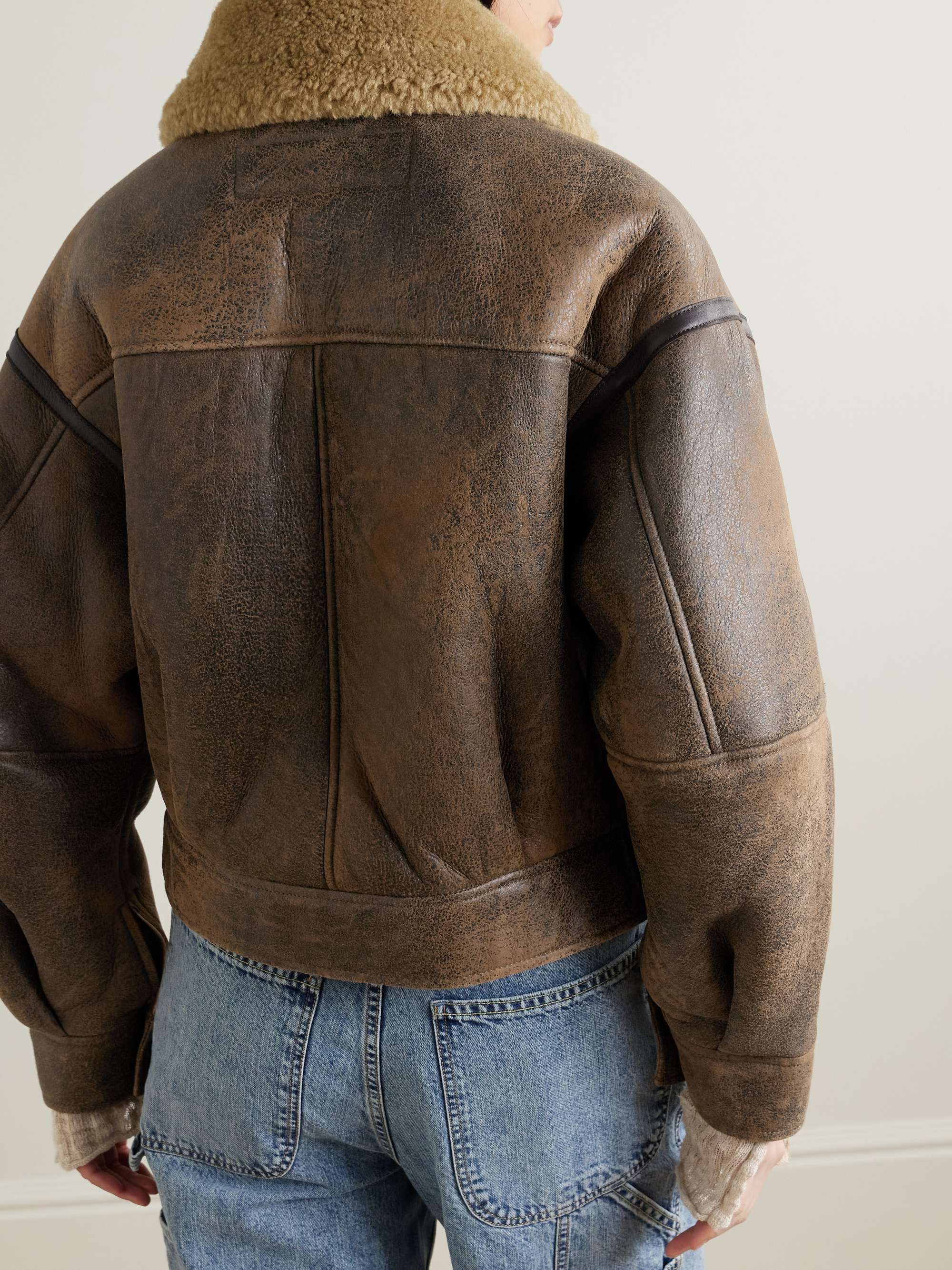 ACNE STUDIOS Shearling-trimmed leather jacket | NET-A-PORTER