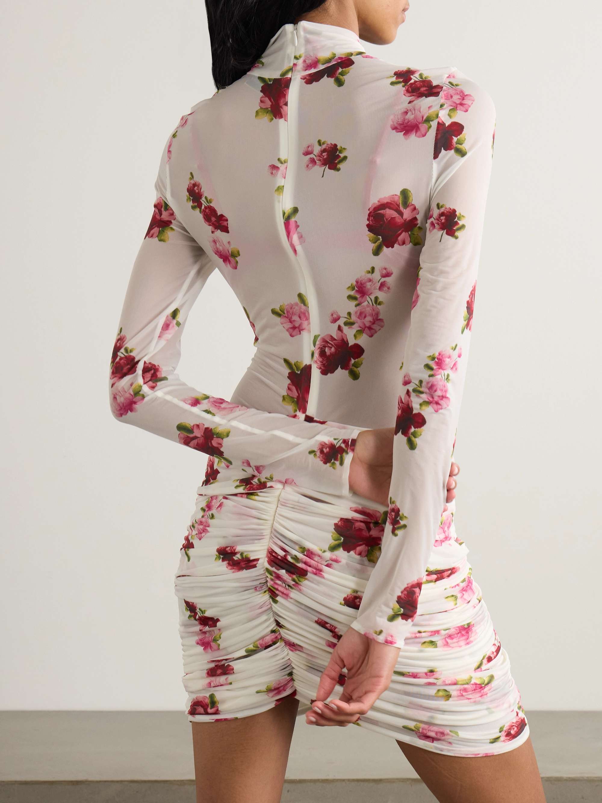 MAGDA BUTRYM Appliquéd gathered floral-print tulle mini dress | NET-A ...