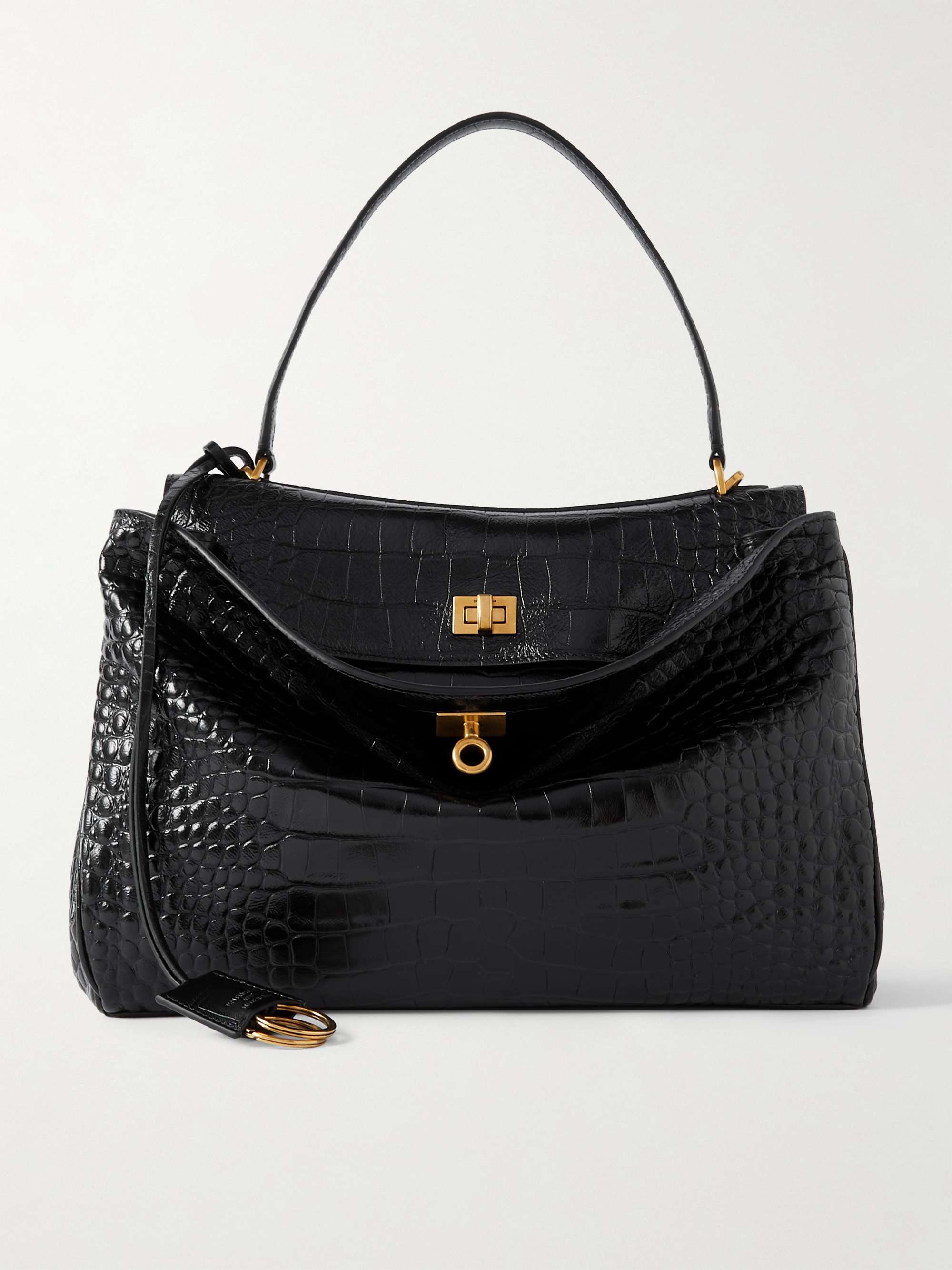 BALENCIAGA Rodeo medium croc-effect leather shoulder bag | NET-A-PORTER
