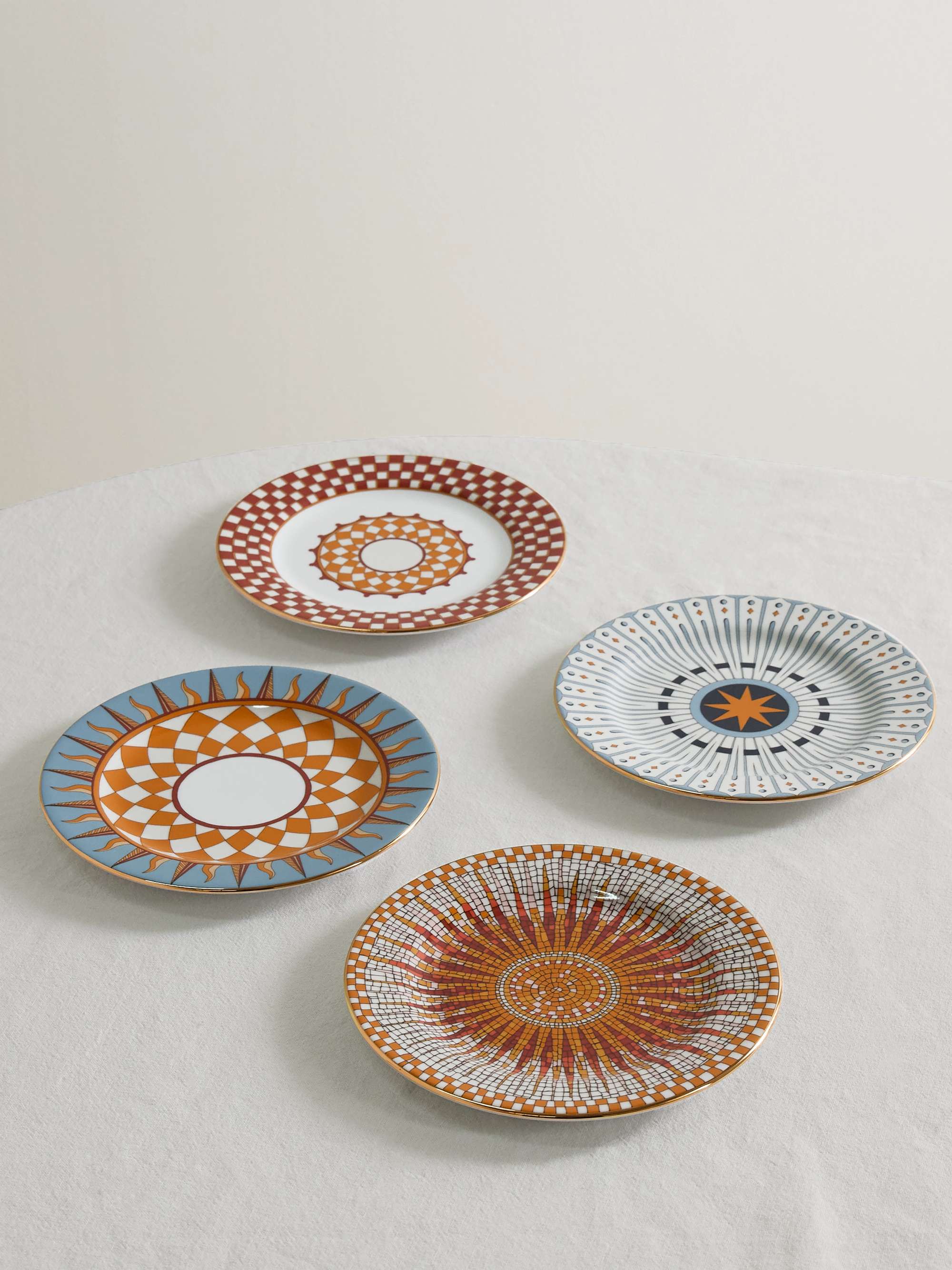 LA DOUBLEJ Set of four gold-plated porcelain dessert plates | NET-A-PORTER