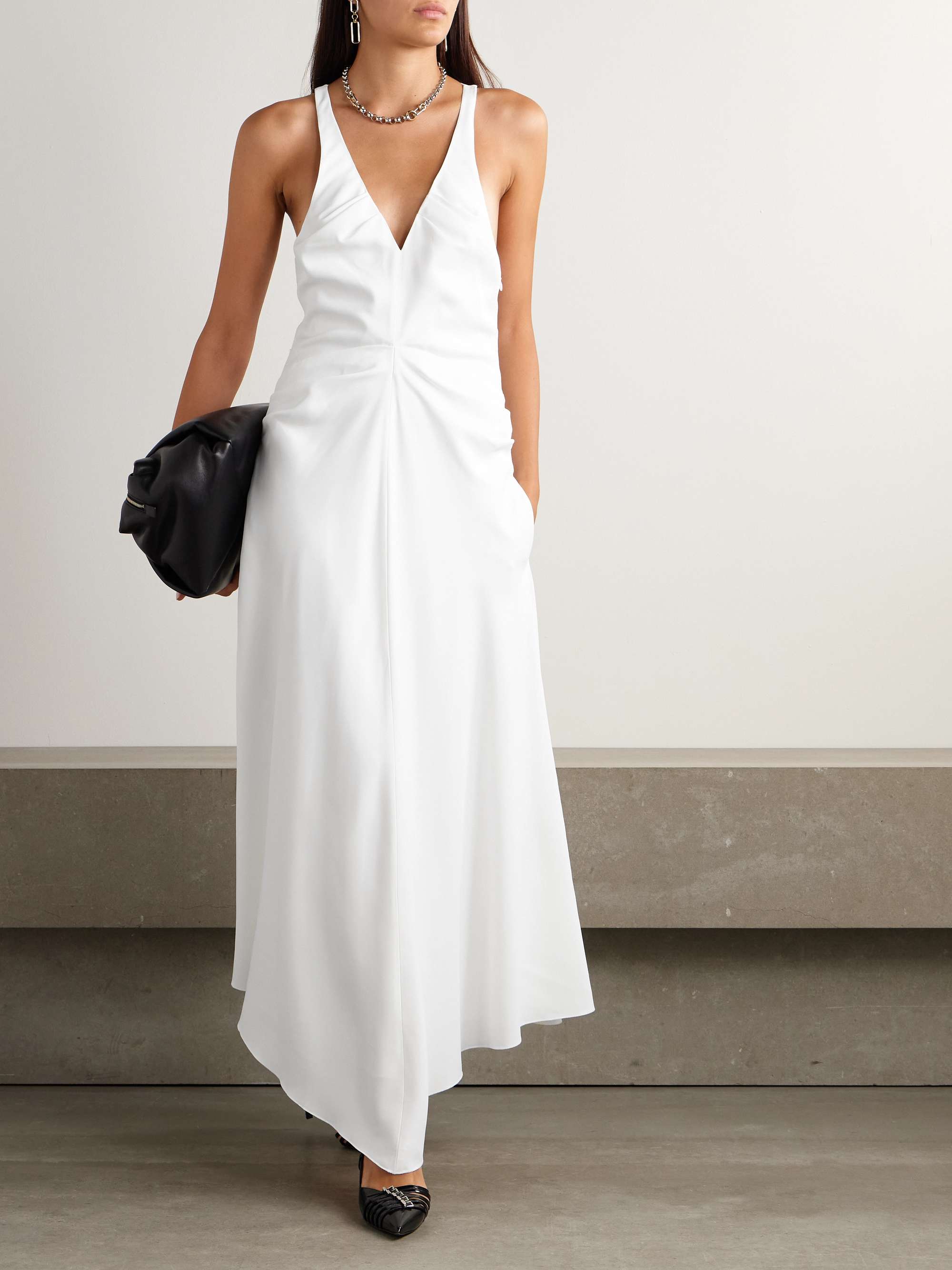 VICTORIA BECKHAM Gathered duchesse-satin maxi dress | NET-A-PORTER