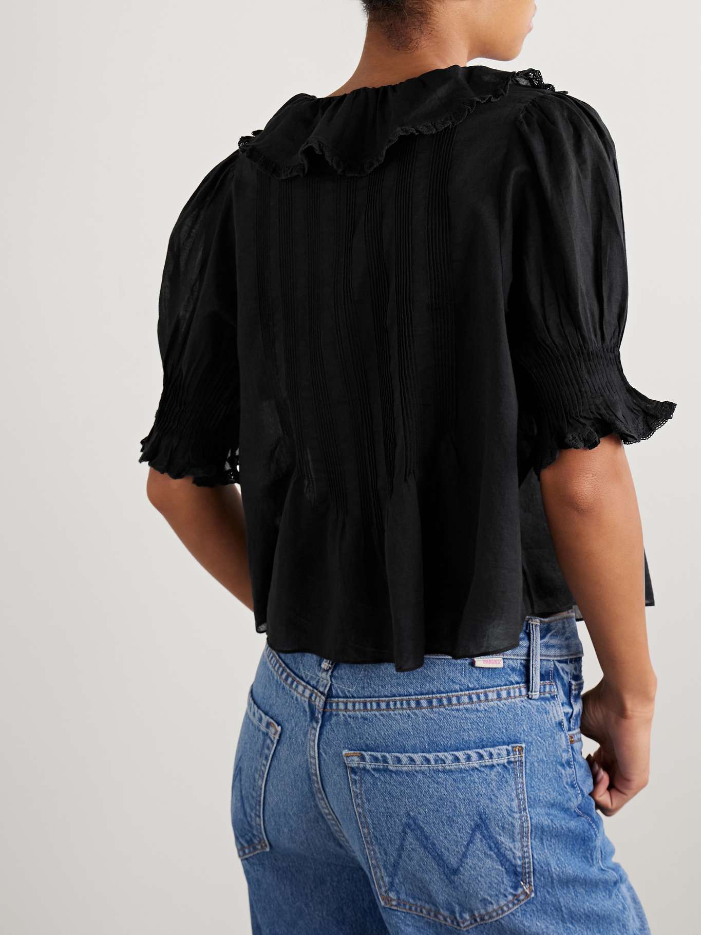 DÔEN Henri ruffled pintucked organic cotton-voile top | NET-A-PORTER