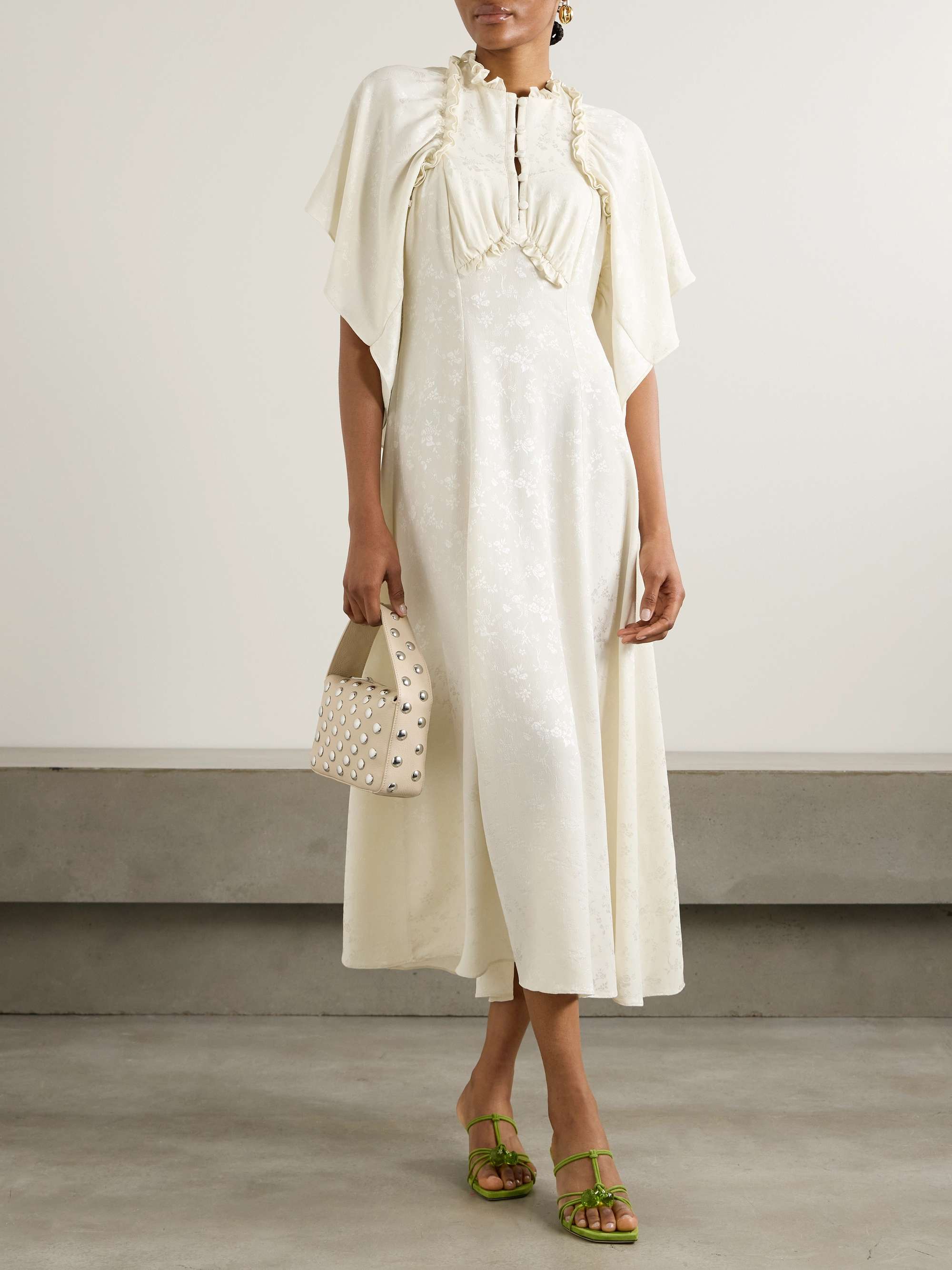 MAISON MAYLE Corazon open-back ruffled silk-jacquard midi dress | NET-A ...