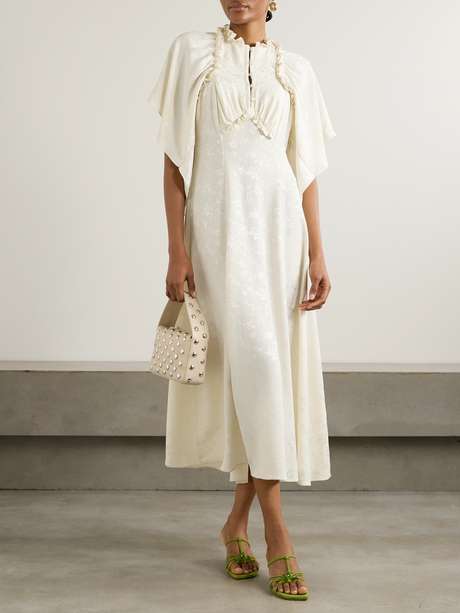 MAISON MAYLE Corazon open-back ruffled silk-jacquard midi dress | NET-A ...