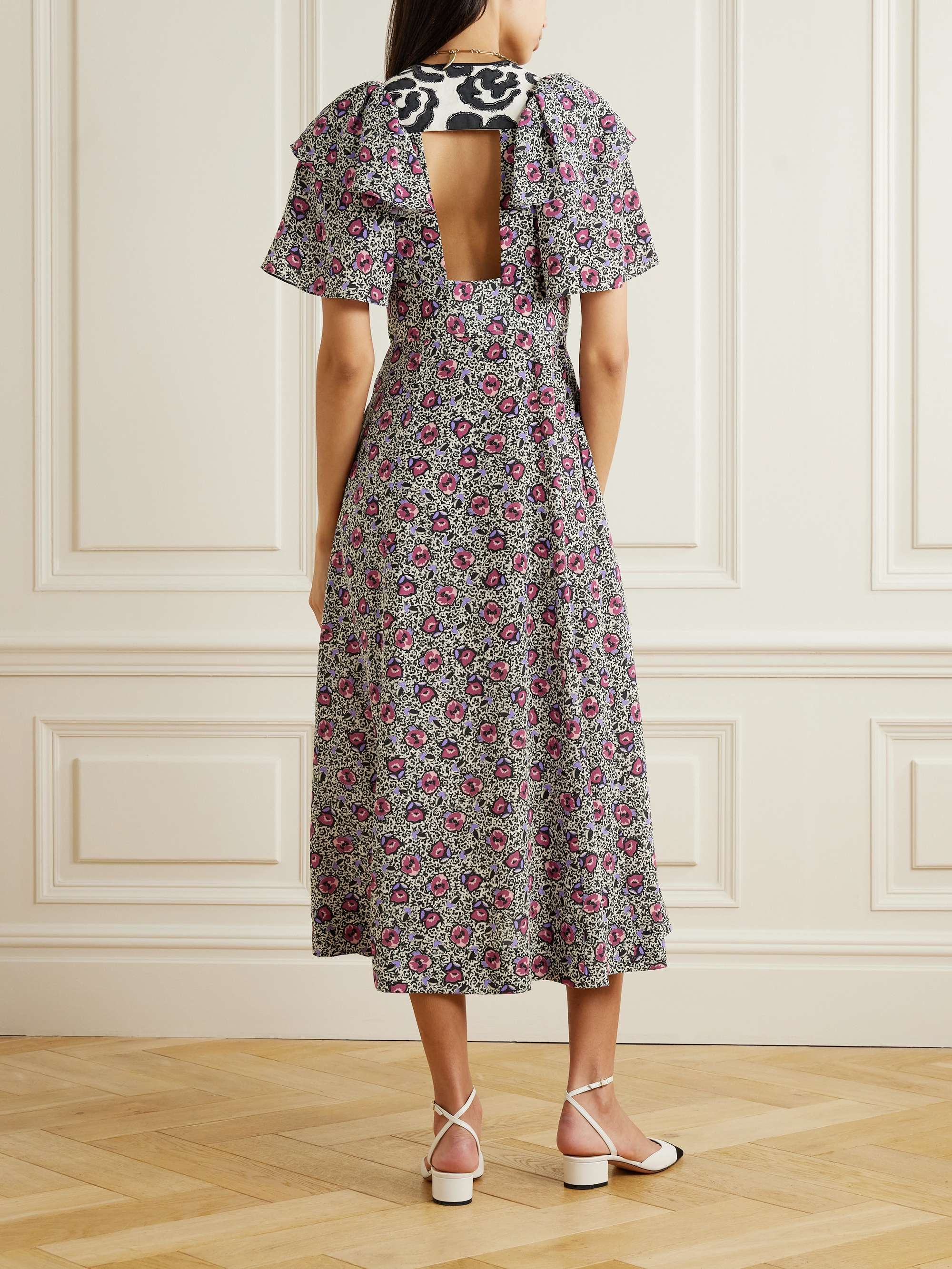 MAISON MAYLE Flora Mar tasseled floral-print silk crepe de chine midi dress | NET-A-PORTER
