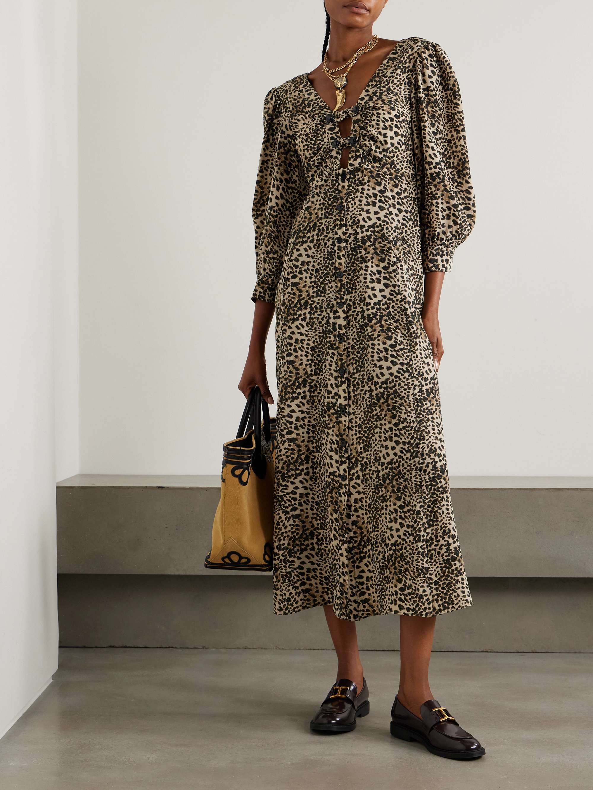MAISON MAYLE Buenadea leopard-print silk crepe de chine midi dress ...