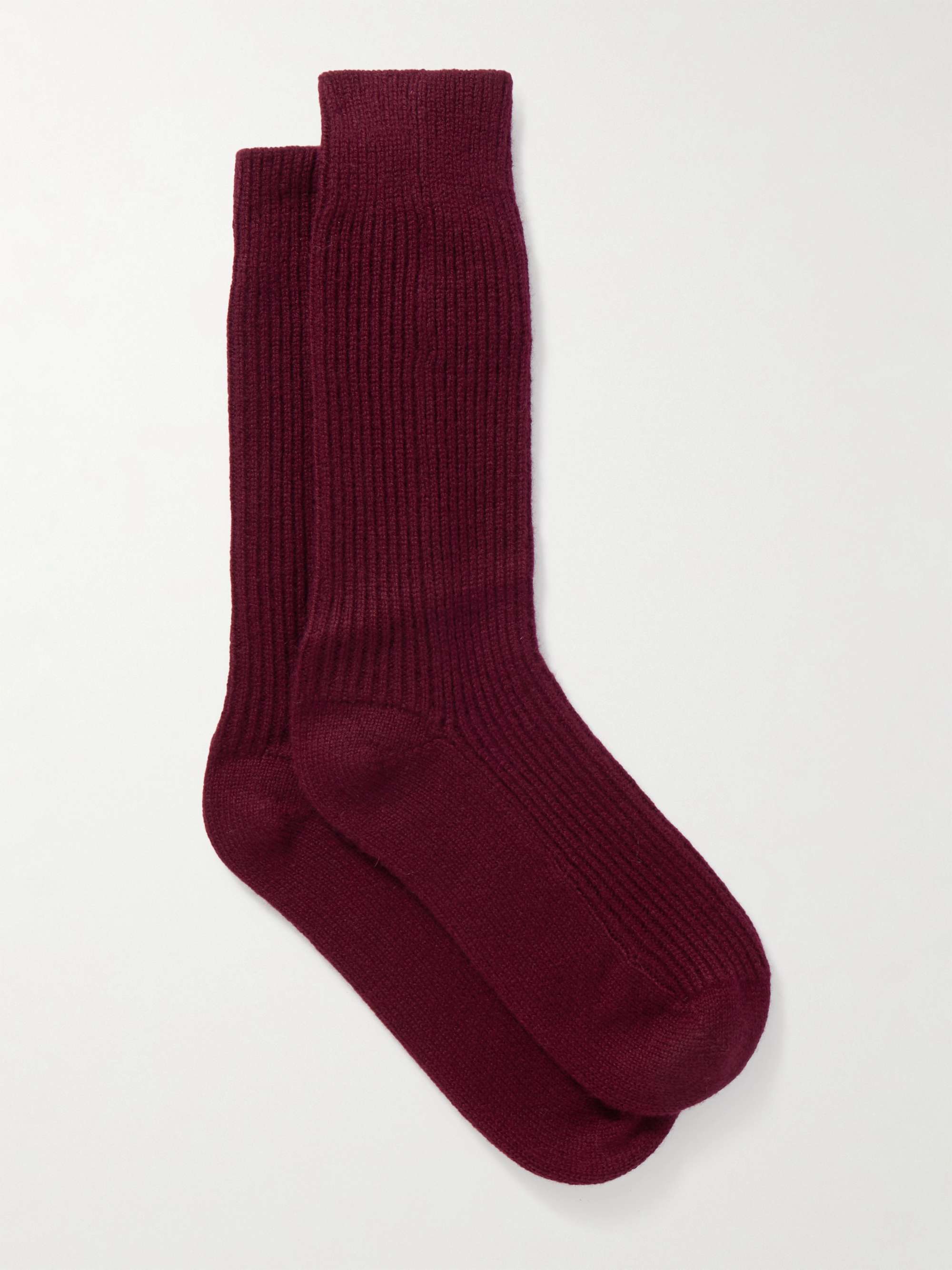 Burgundy Zera ribbed cashmere socks | LISA YANG | NET-A-PORTER