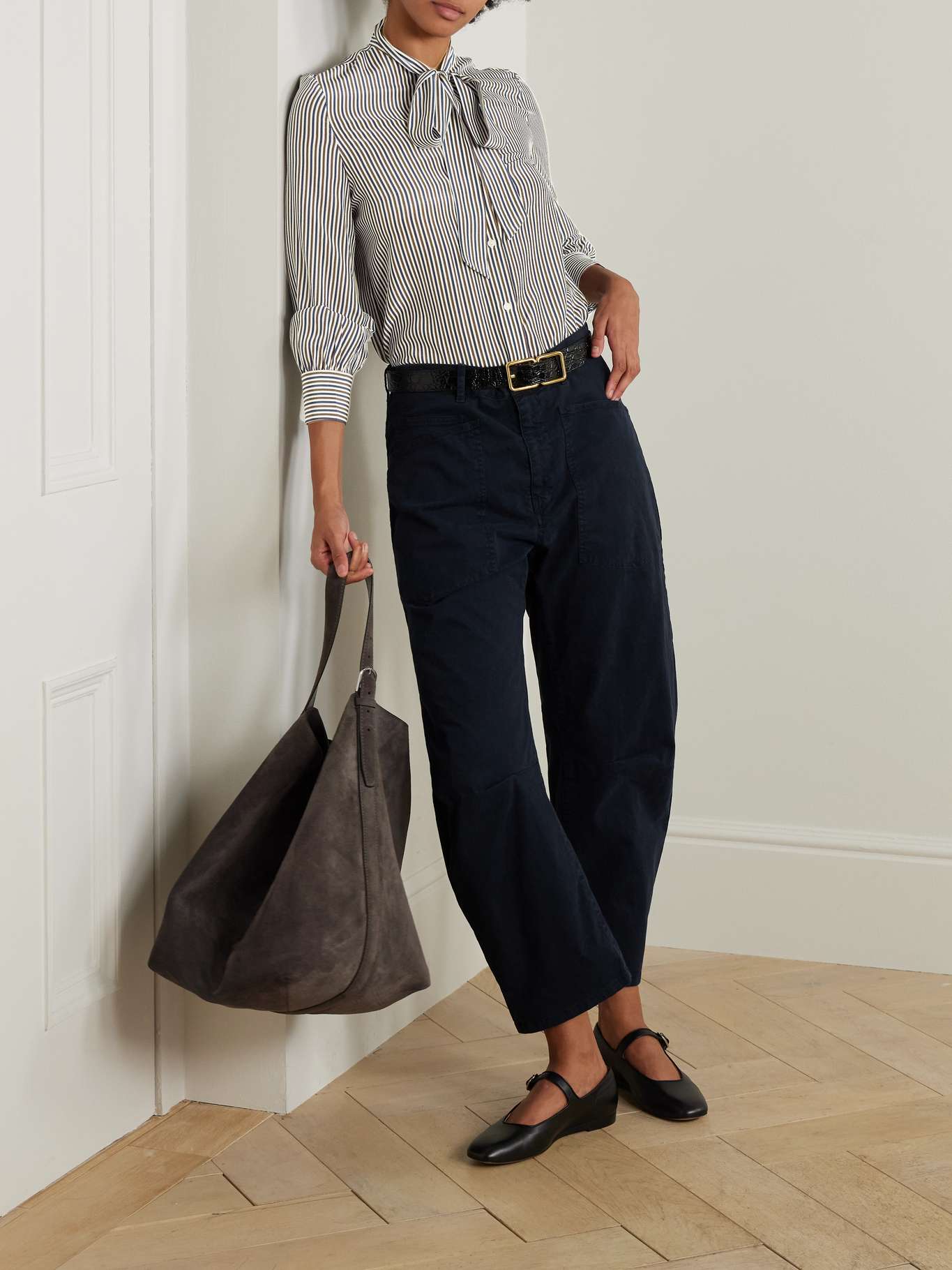 NILI LOTAN Carina pussy-bow striped silk blouse | NET-A-PORTER