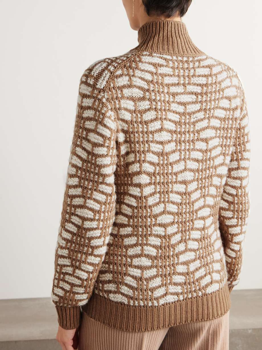 LORO PIANA Jacquard-knit camel hair sweater | NET-A-PORTER