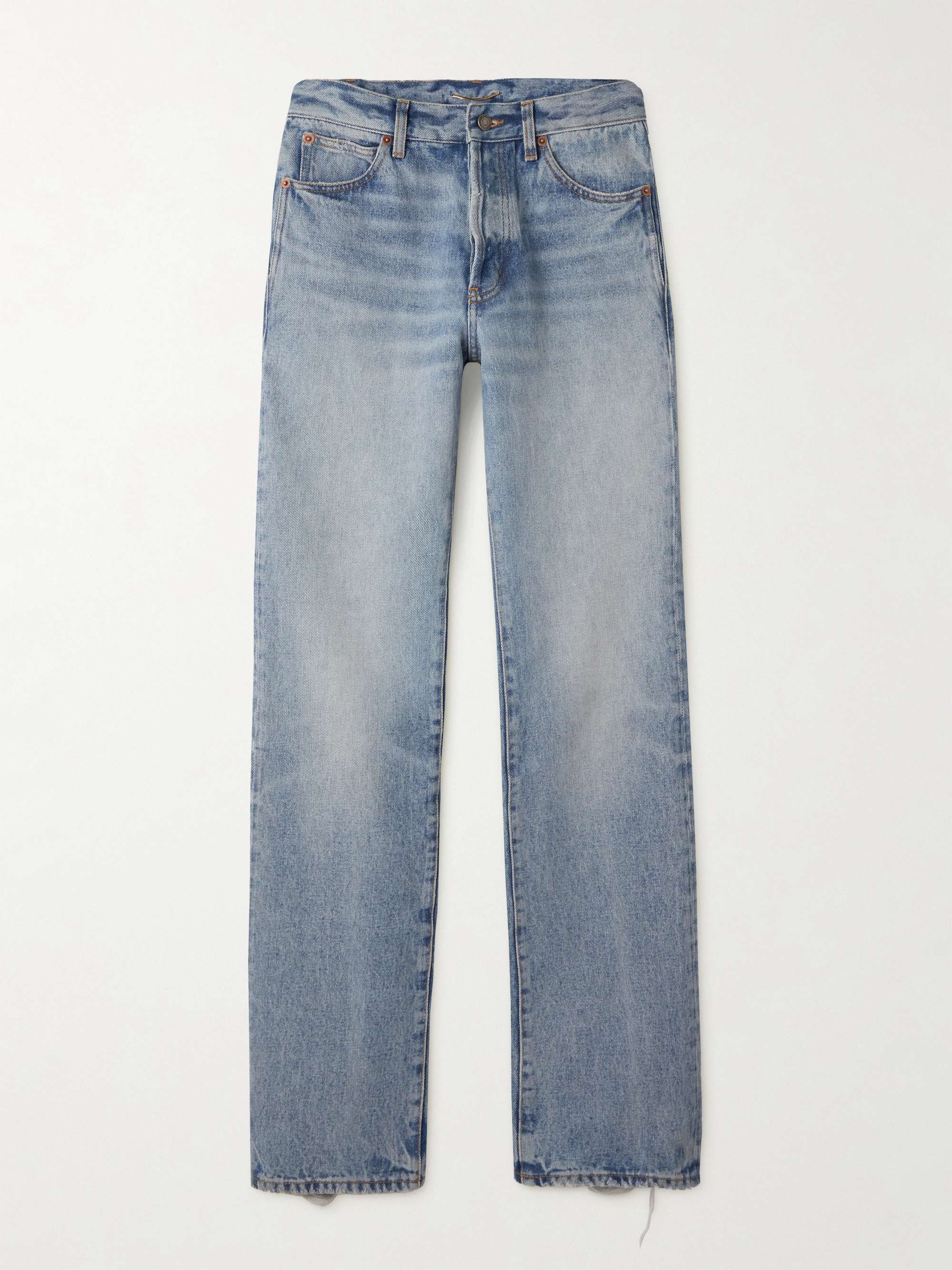 SAINT LAURENT Nico distressed mid-rise straight-leg jeans | NET-A-PORTER