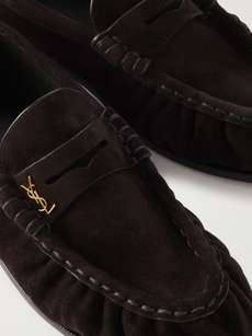 SAINT LAURENT Le Loafer logo-embellished suede loafers | NET-A-PORTER