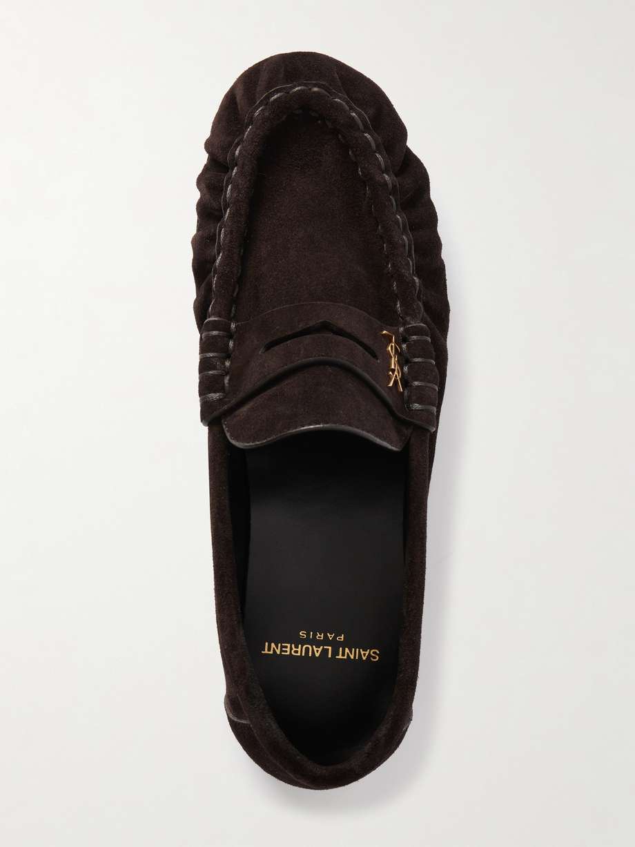SAINT LAURENT Le Loafer logo-embellished suede loafers | NET-A-PORTER