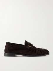 SAINT LAURENT Le Loafer logo-embellished suede loafers | NET-A-PORTER