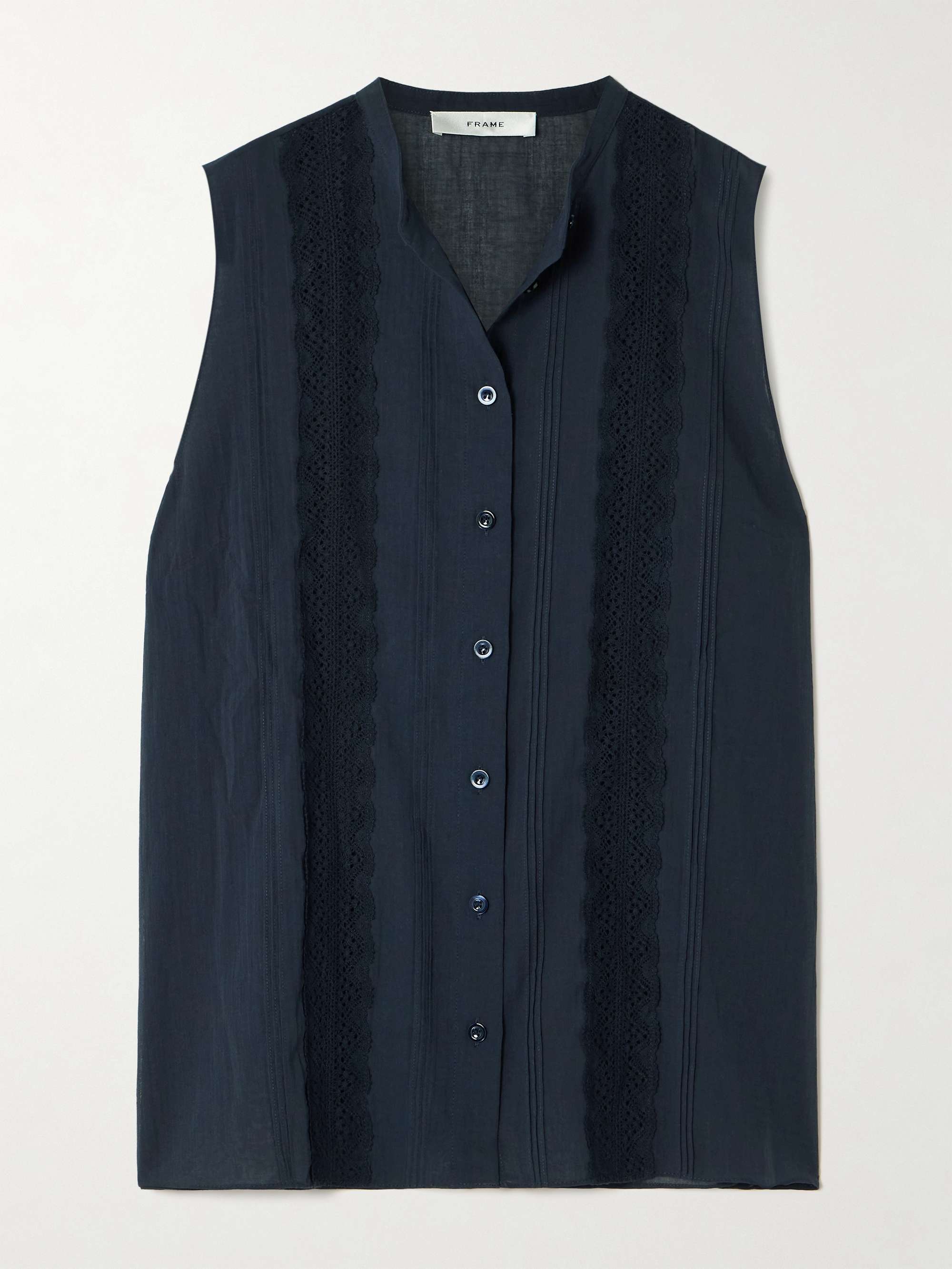 FRAME Lace-trimmed cotton-voile blouse | NET-A-PORTER