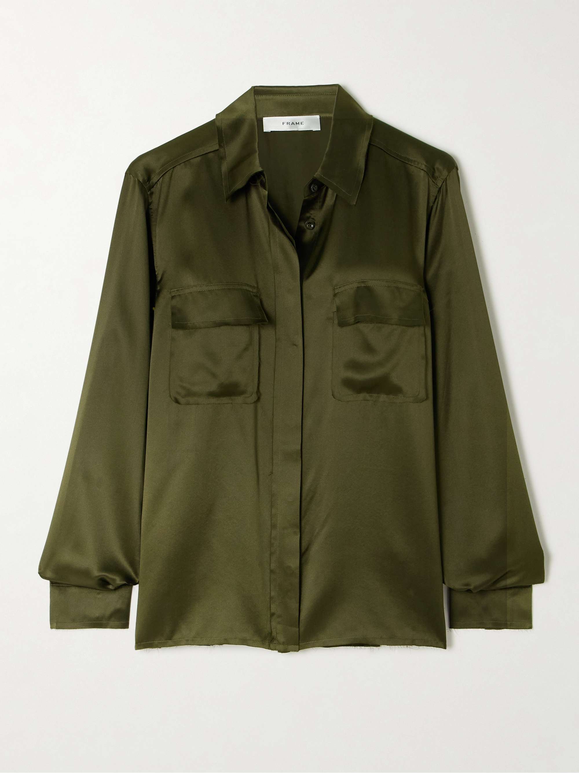 FRAME Frayed silk-charmeuse shirt | NET-A-PORTER