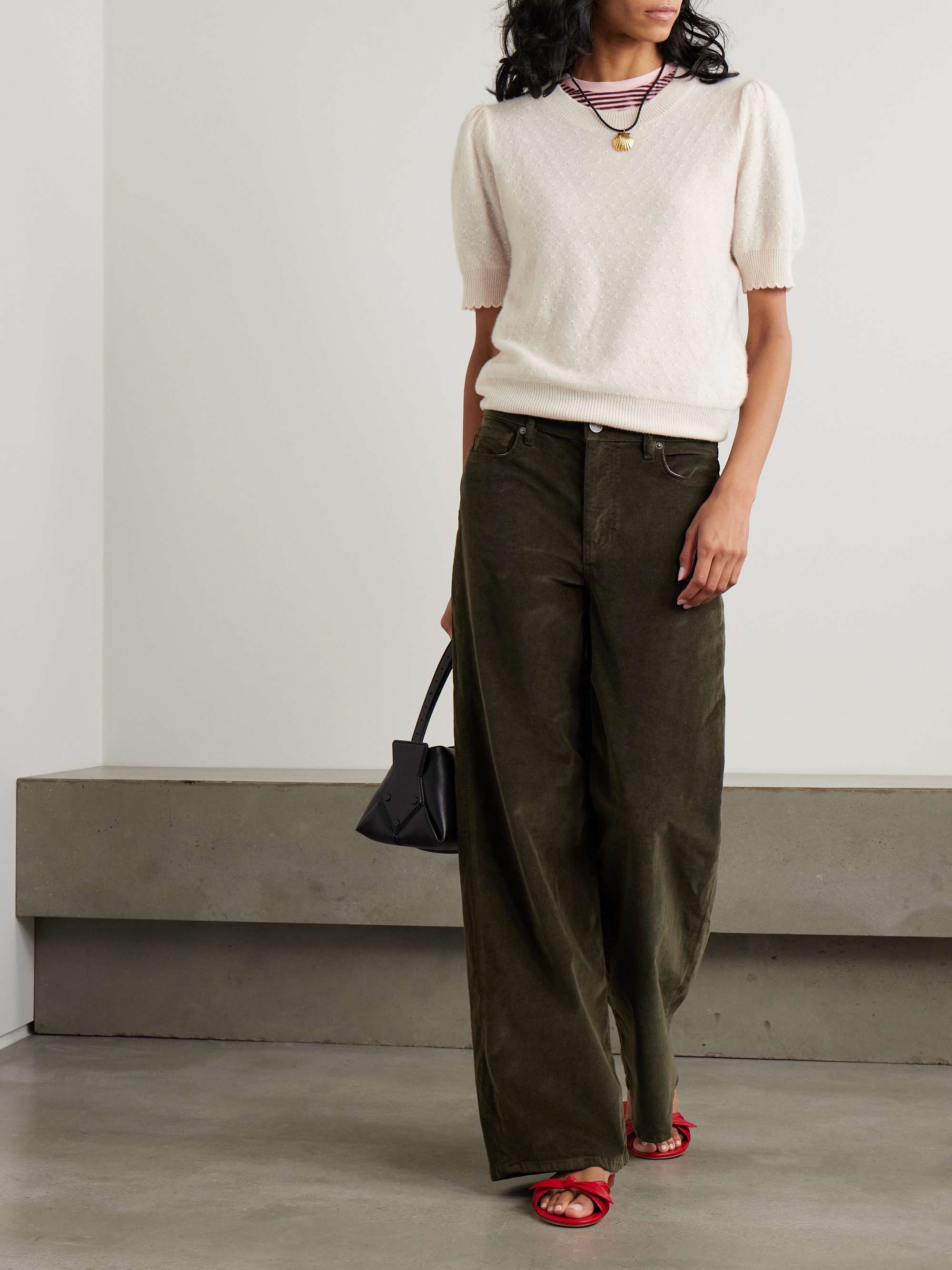 FRAME Pointelle-knit cashmere sweater | NET-A-PORTER