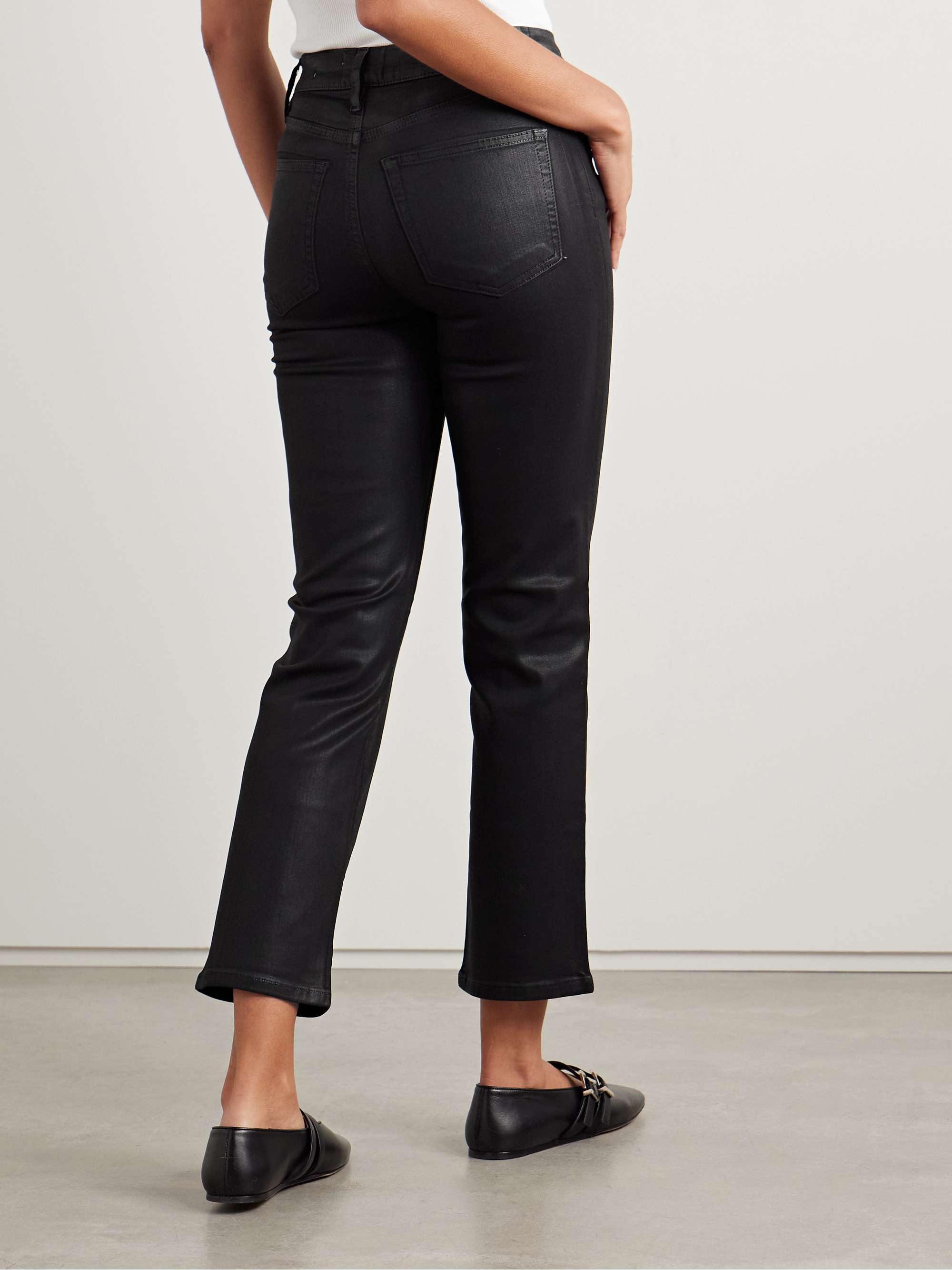 FRAME Le Sleek coated high-rise straight-leg jeans | NET-A-PORTER