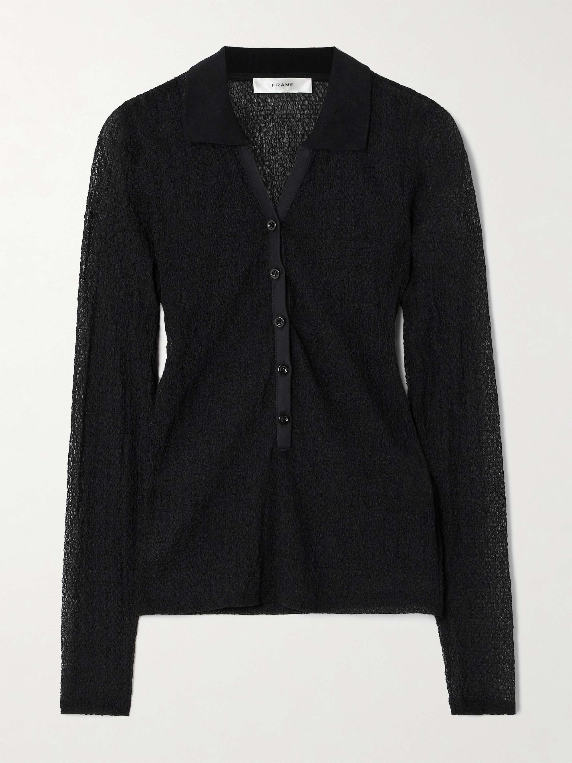 FRAME Cotton-blend mesh top | NET-A-PORTER
