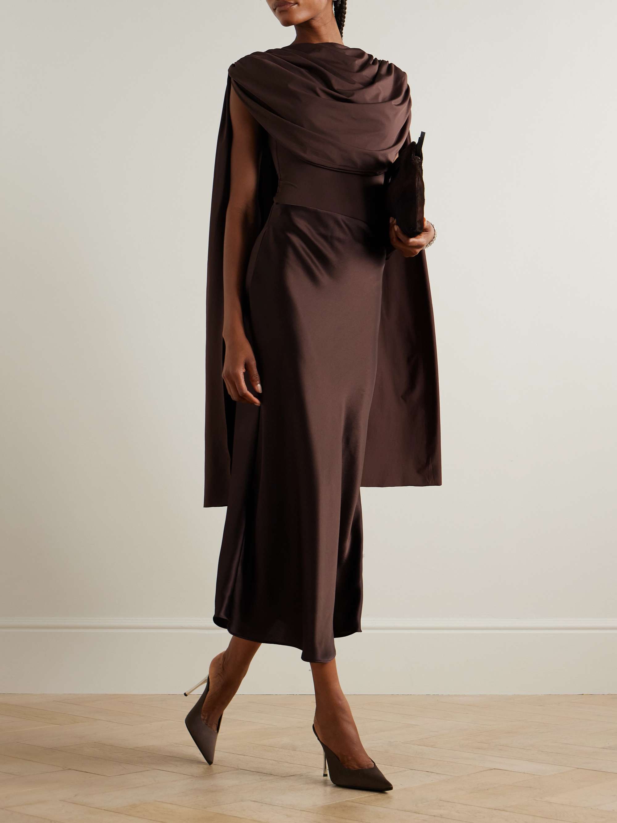 MAYGEL CORONEL Burano cape-effect draped stretch-jersey bodysuit | NET-A-PORTER