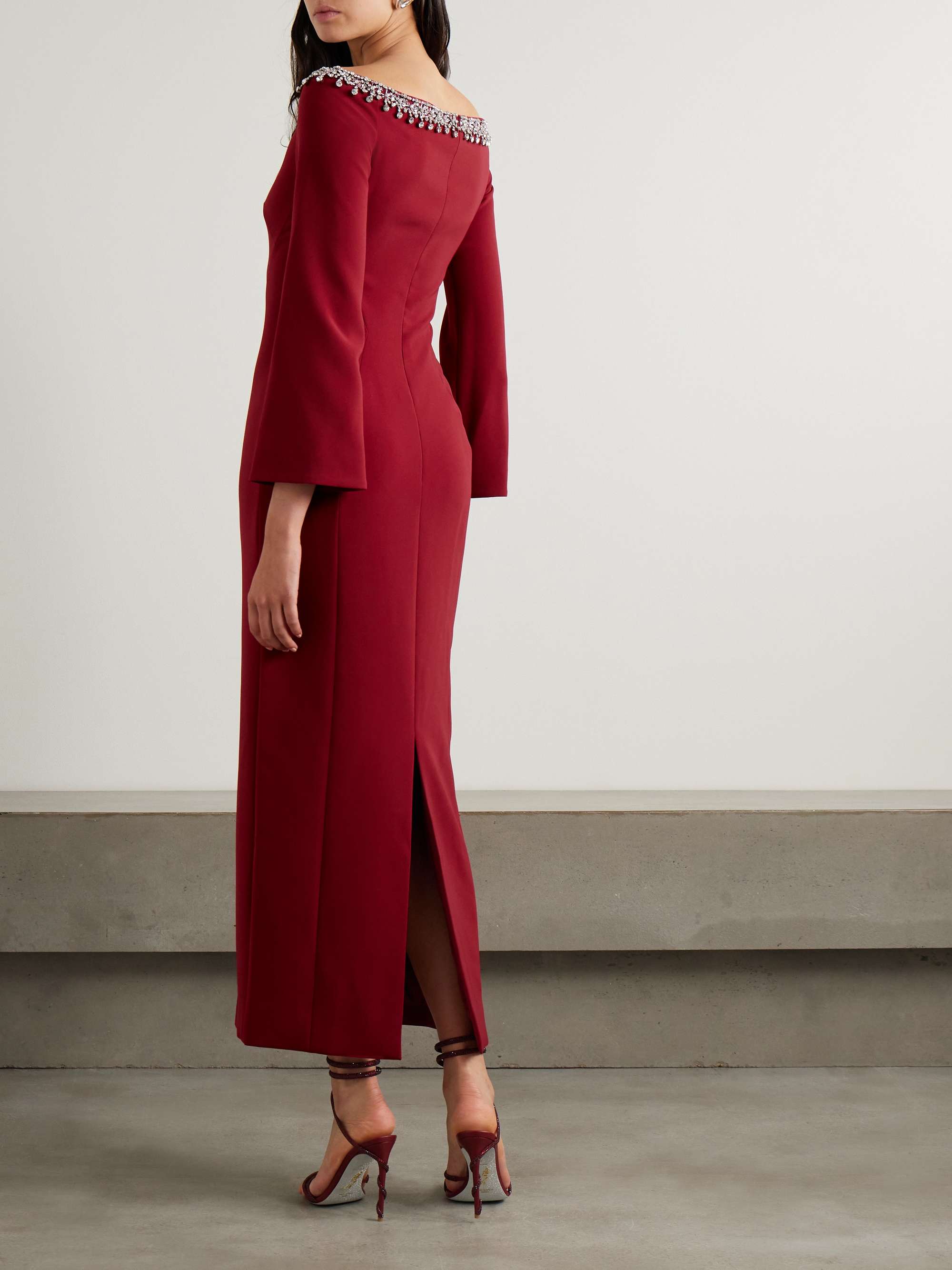 JENNY PACKHAM Off-the-shoulder embellished cady midi dress | NET-A-PORTER