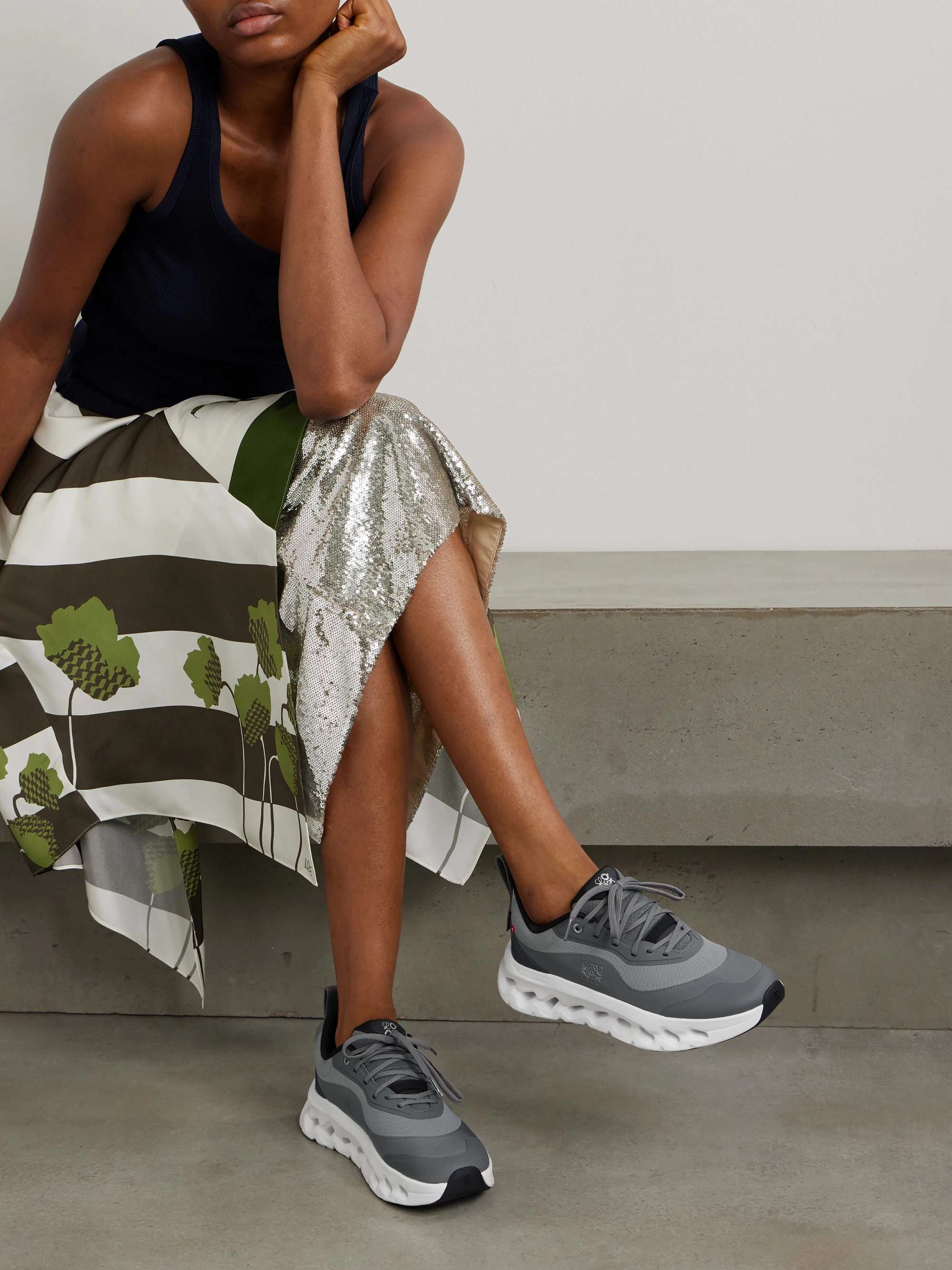 LOEWE + ON Cloudtilt 2.0 stretch recycled-knit sneakers | NET-A-PORTER