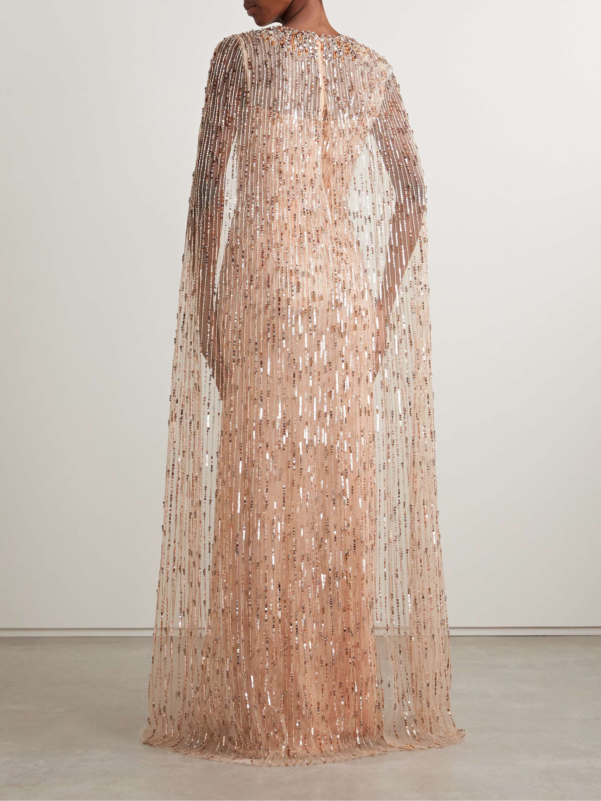 JENNY PACKHAM Cape-effect embellished tulle gown | NET-A-PORTER