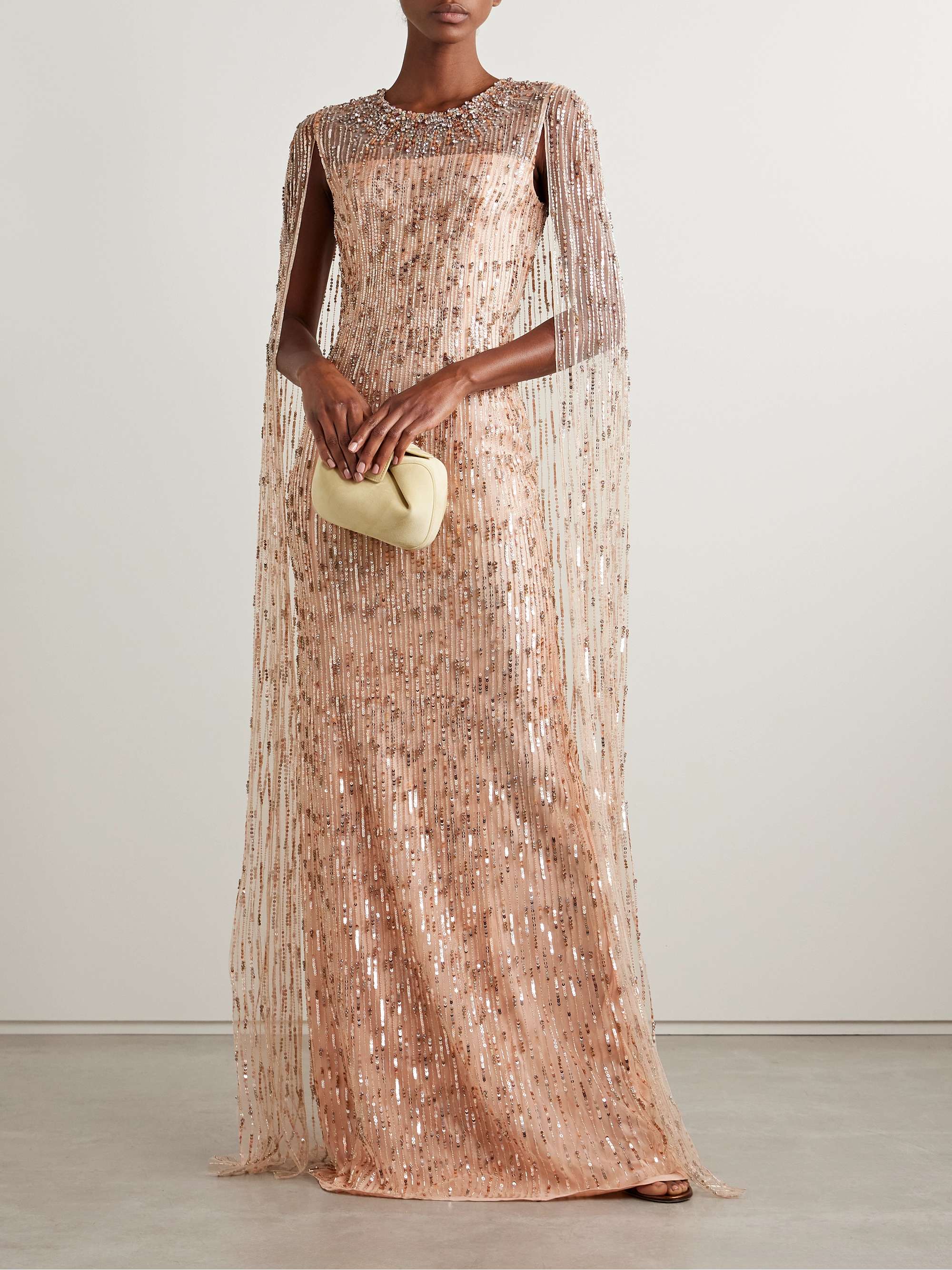 JENNY PACKHAM Cape-effect embellished tulle gown | NET-A-PORTER