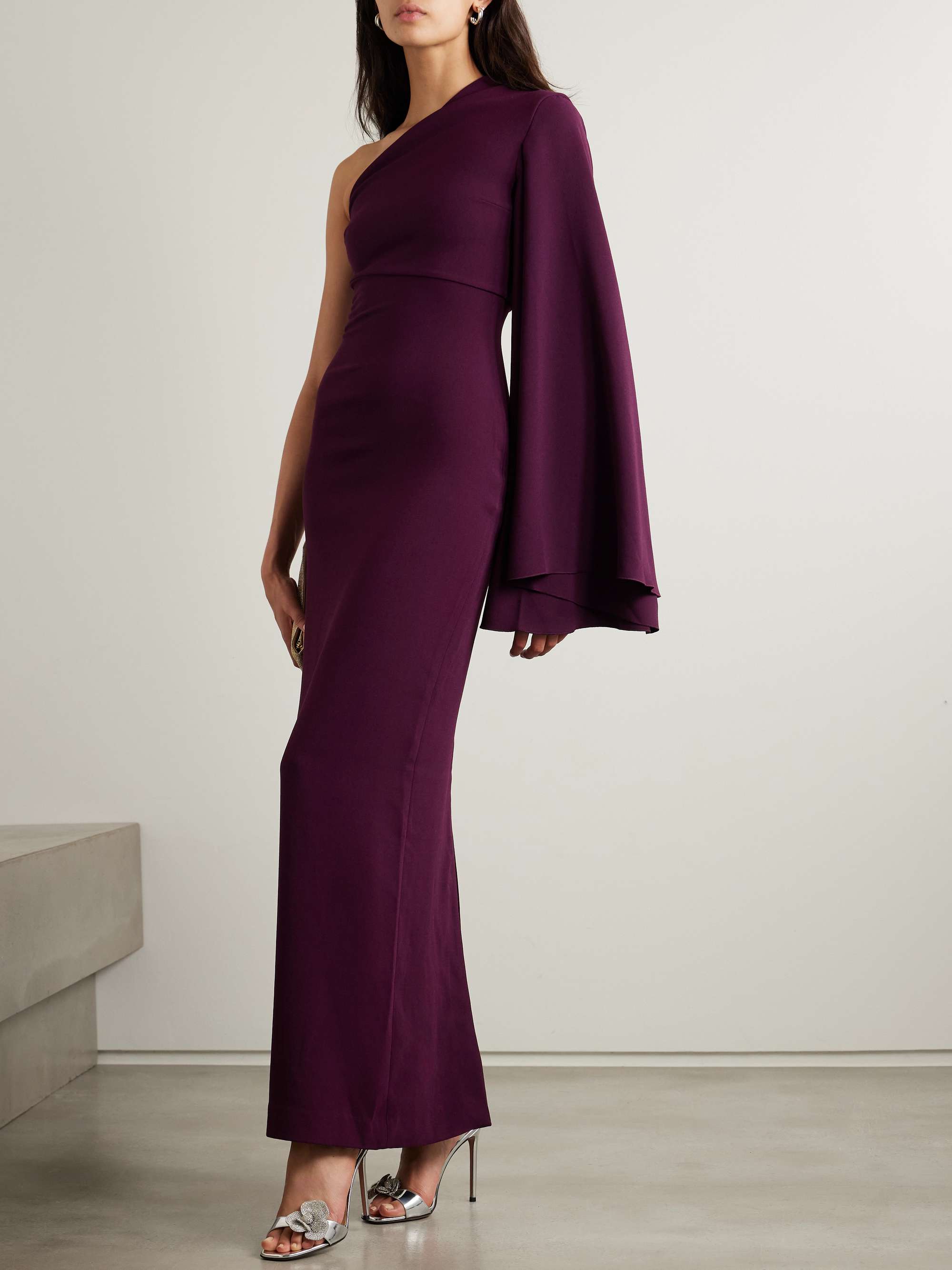 SOLACE LONDON Elisa one-sleeve crepe gown | NET-A-PORTER