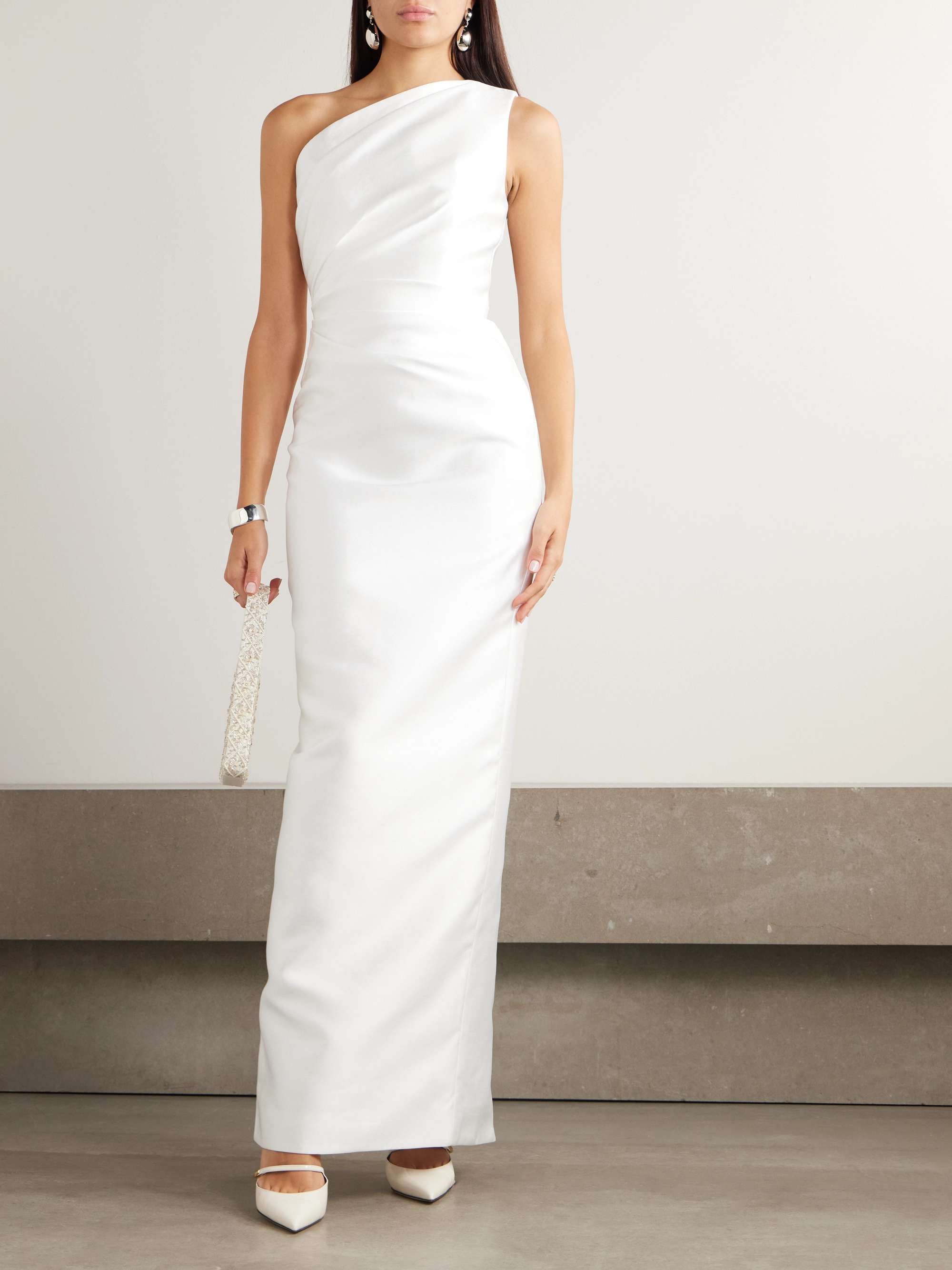 SOLACE LONDON Kira one-shoulder satin-twill gown | NET-A-PORTER